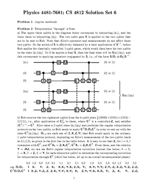 S2 - Solutions to problem set 2 - Physics 4481-7681; CS 4812 Solution Set 2 Problem 1: [See ...