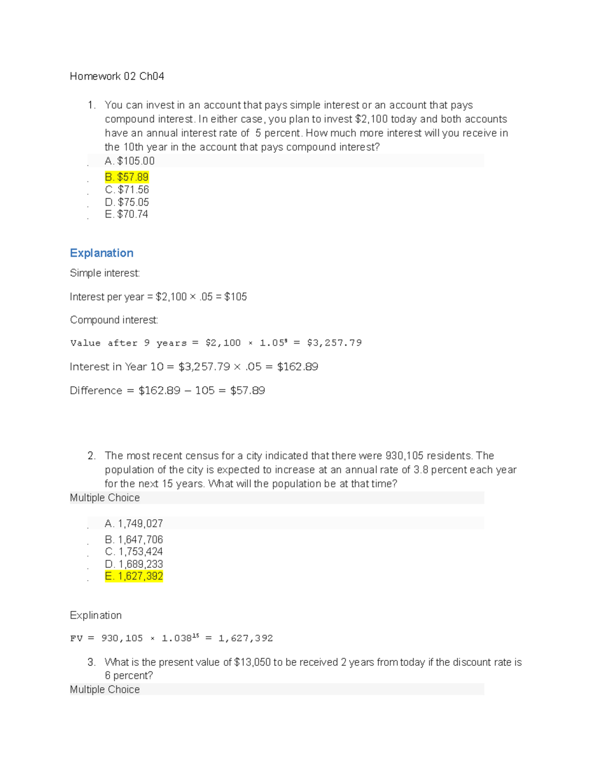 Homework 02 Ch04 Part 1 - Homework 02 Ch You can invest in an account ...