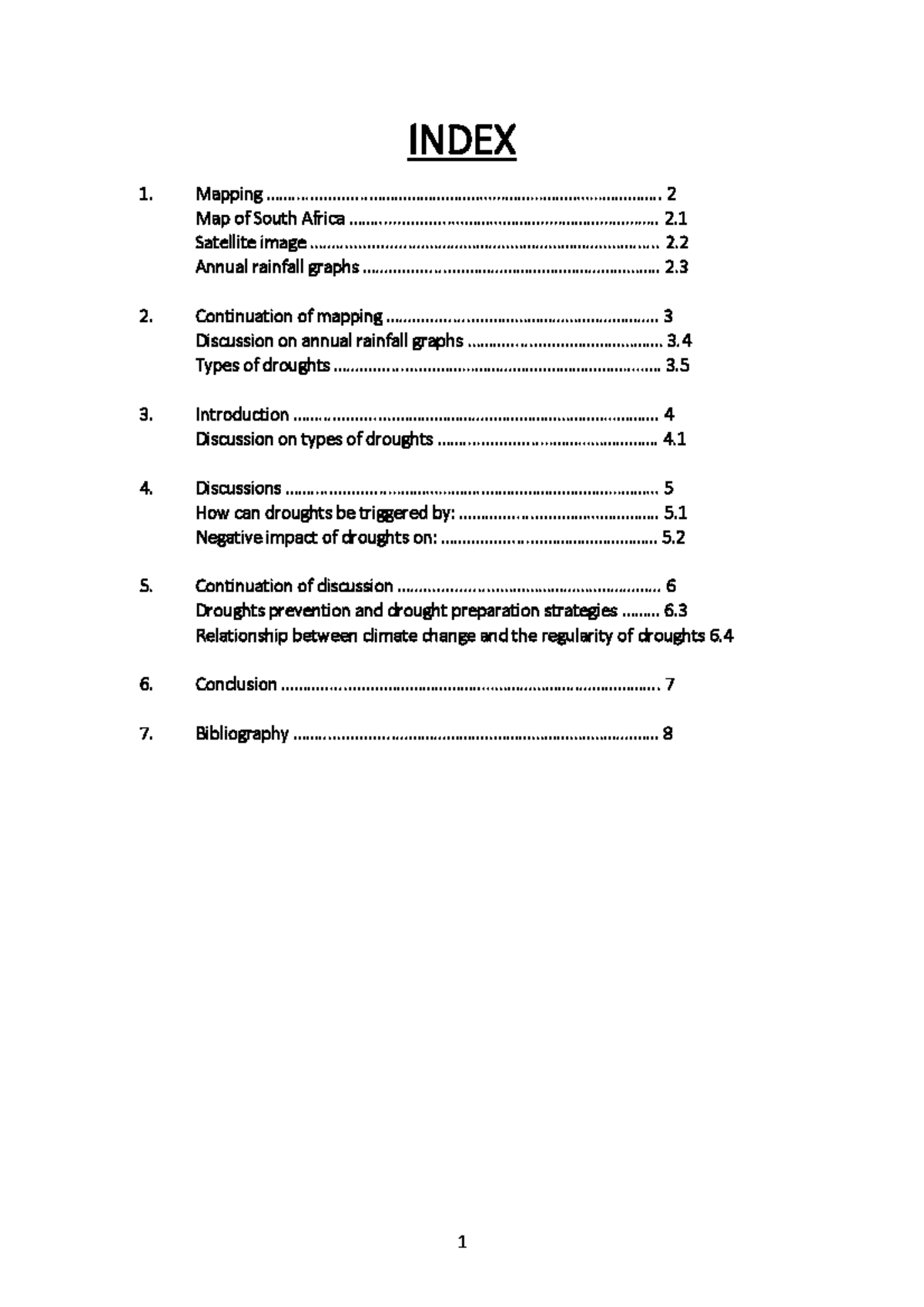 Geography grade 11 Term 2 research - INDEX Mapping Map of South Africa 2. Satellite image 2 ...