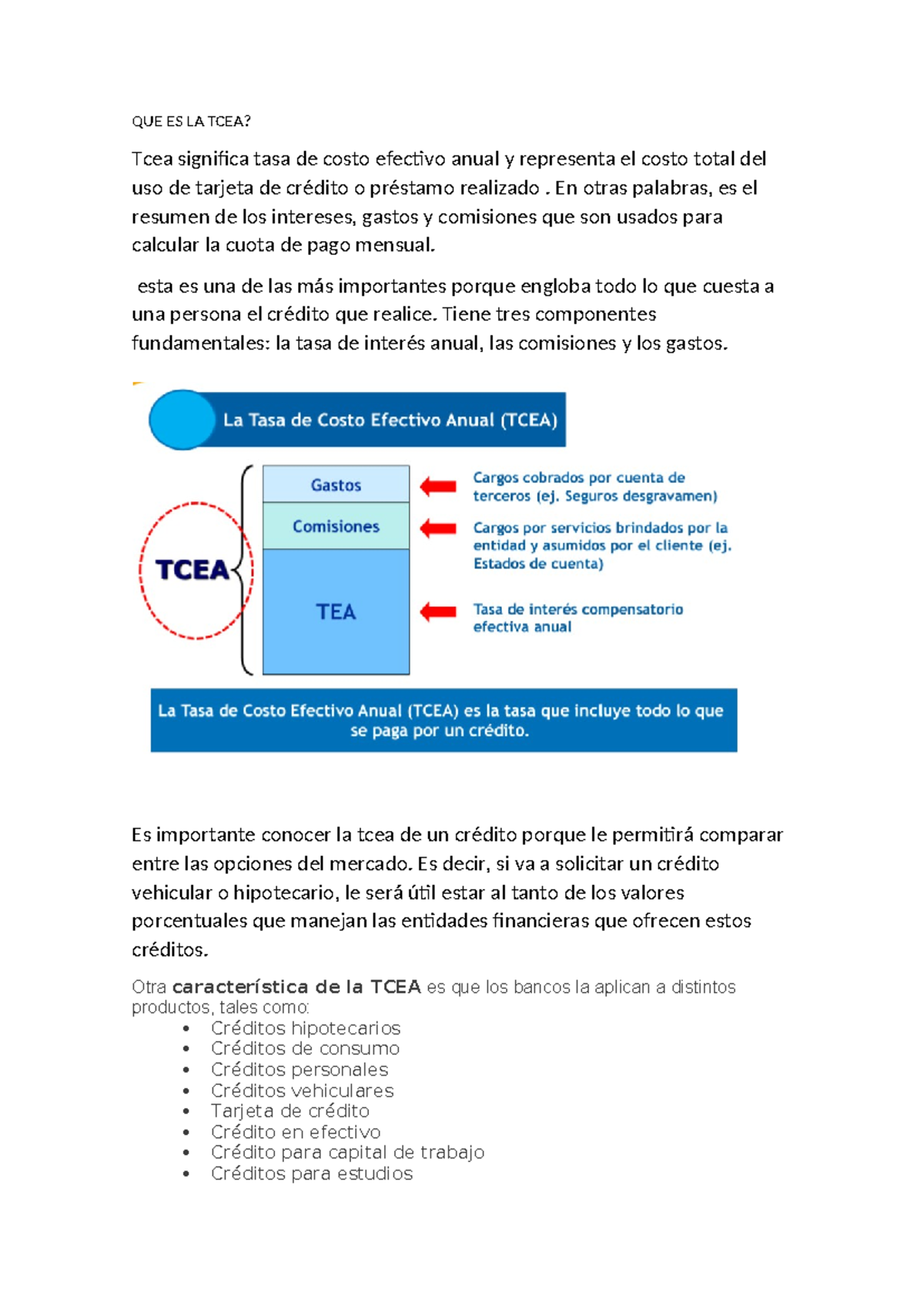 QUE ES LA TCEA - TCEA - QUE ES LA TCEA? Tcea significa tasa de costo ...