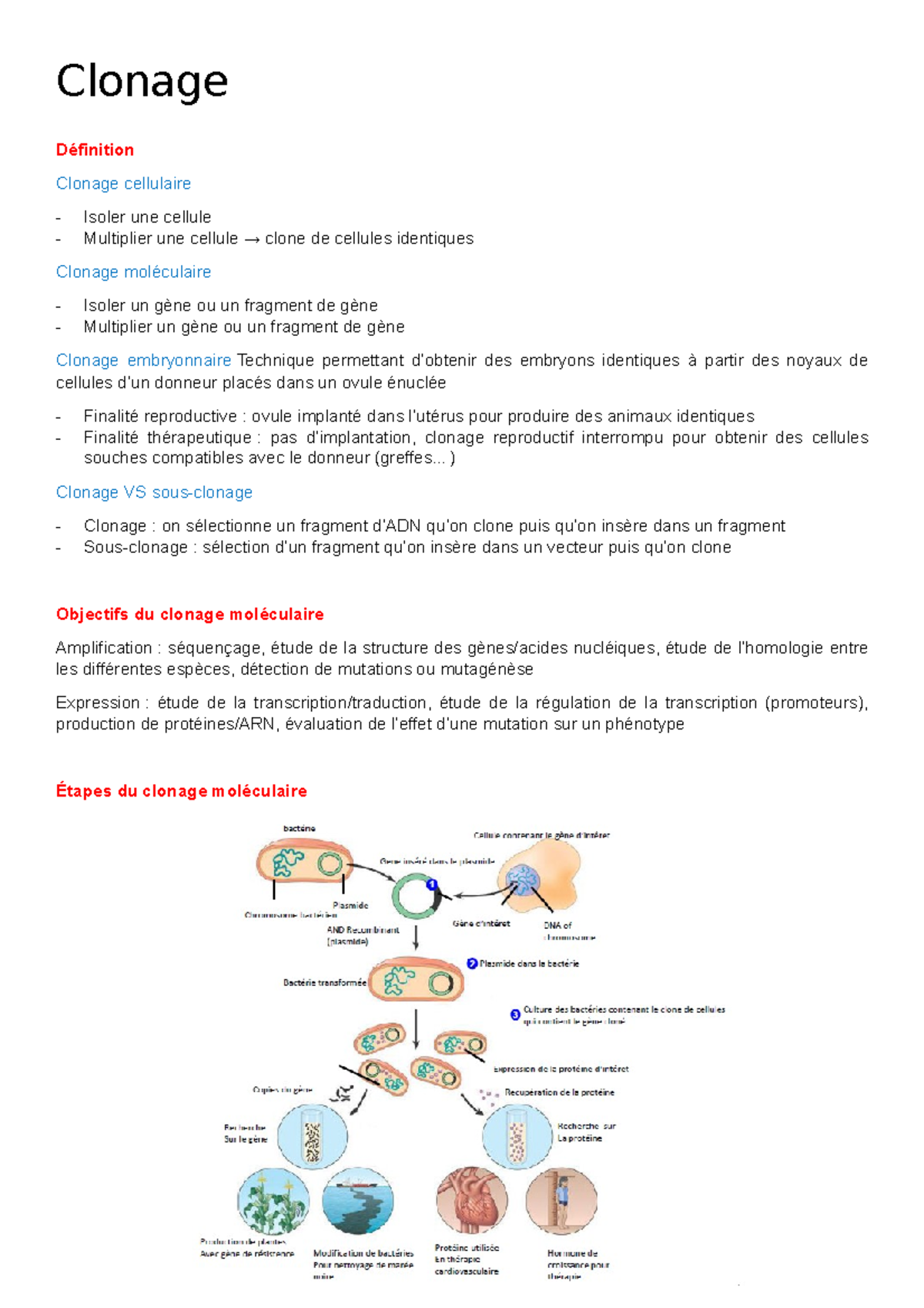 20 - Clonage - Notes de cours 20 - Clonage Définition Clonage ...
