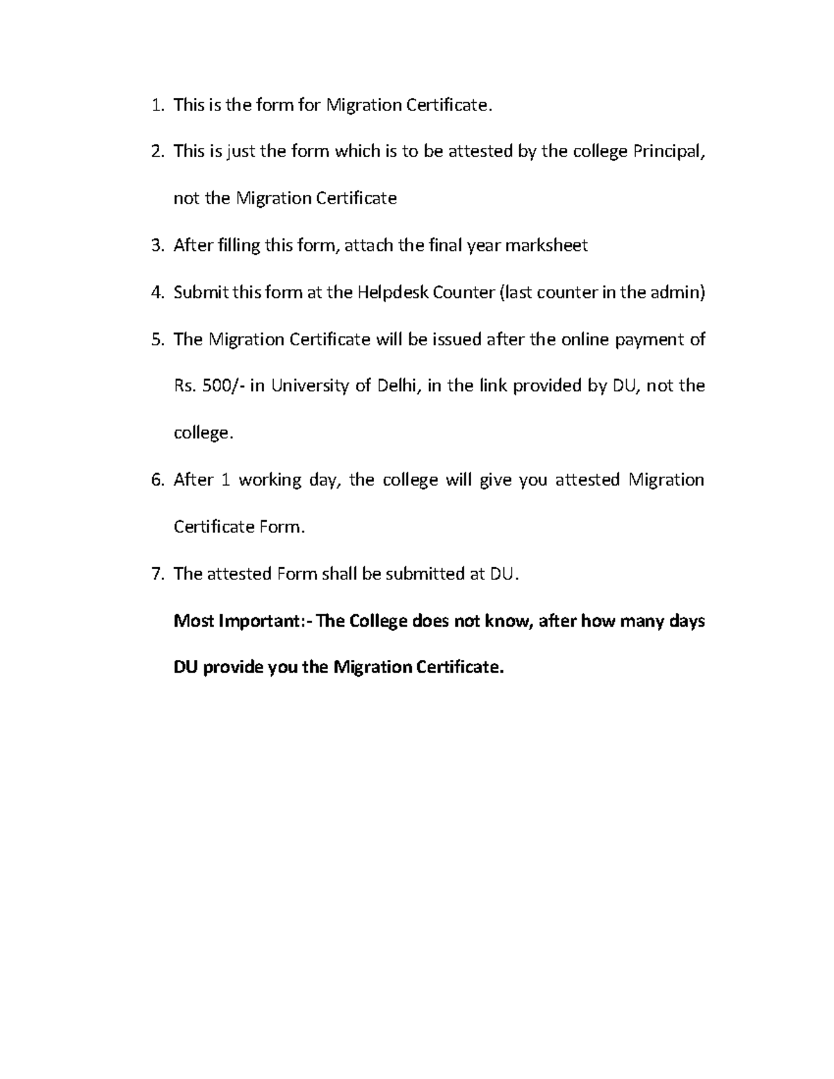 Migration Form - Imp - This is the form for Migration Certificate. This ...
