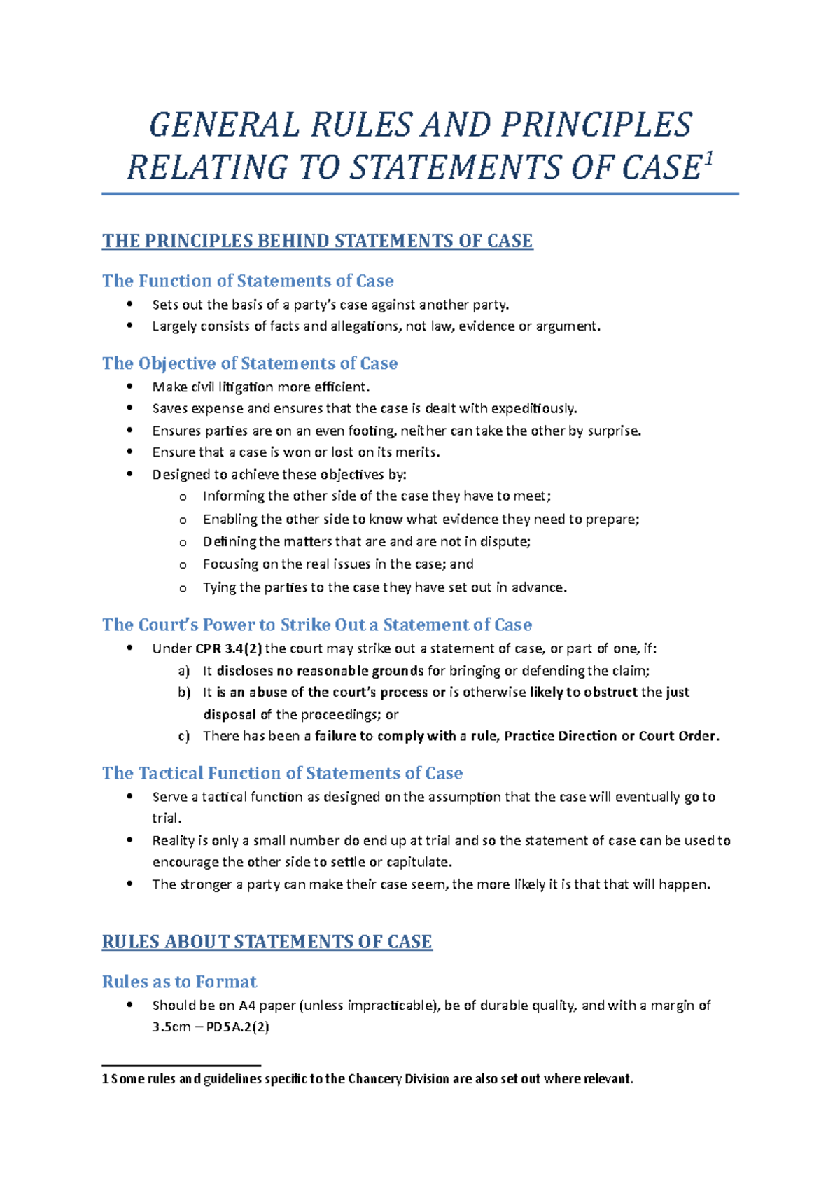 Rules AND Principles Relating TO Statements OF CASE-1-1 - GENERAL RULES ...