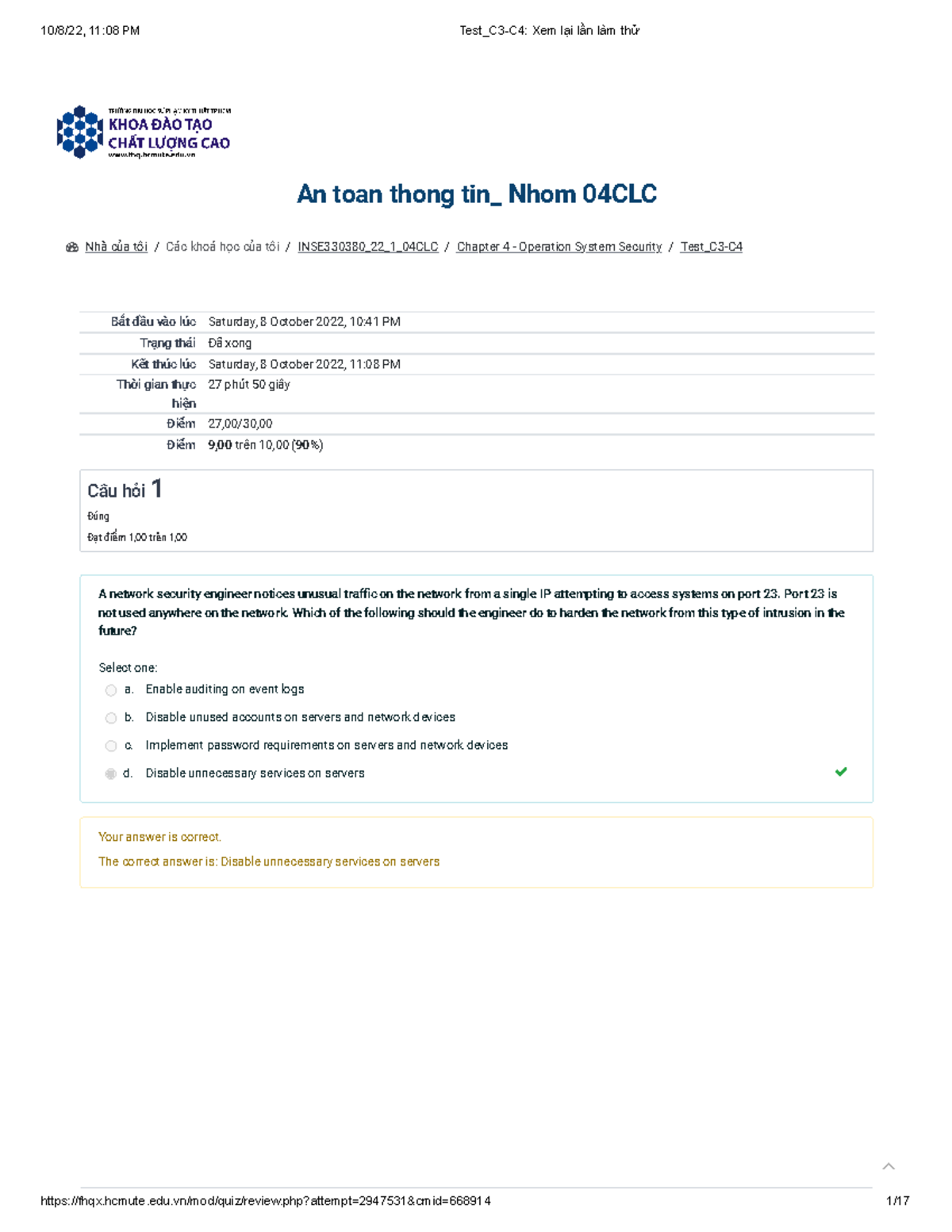 Test C3-C4 -Xem-lại-lần-làm-thử - Nhà của tôi / Các khoá học của tôi ...