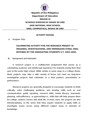 Project Proposal - lecture notes - PROJECT PROPOSAL PROJECT DESCRIPTION ...