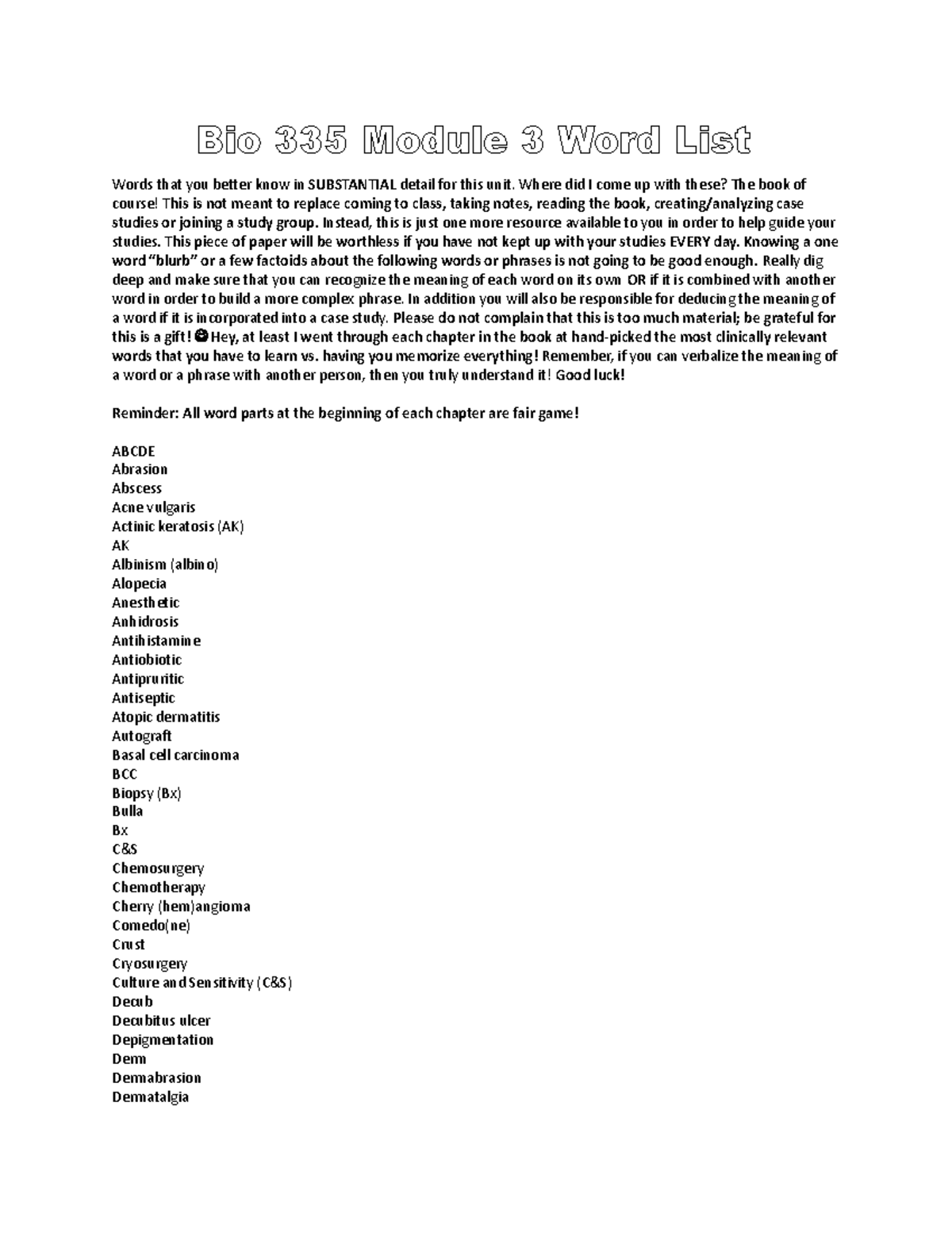 Module 3 Word List Word List Words That You Better Know In