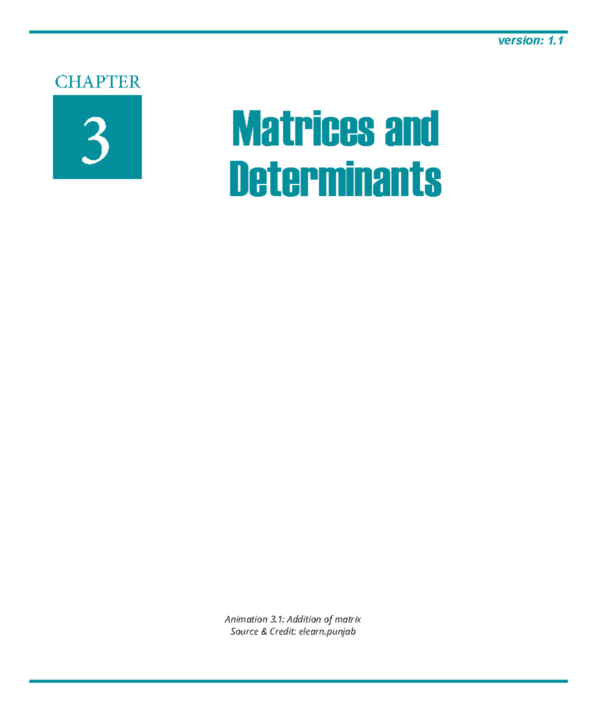 Determinant and Matrix - CHAPTER 3 Matrices and Determinants version: 1 ...