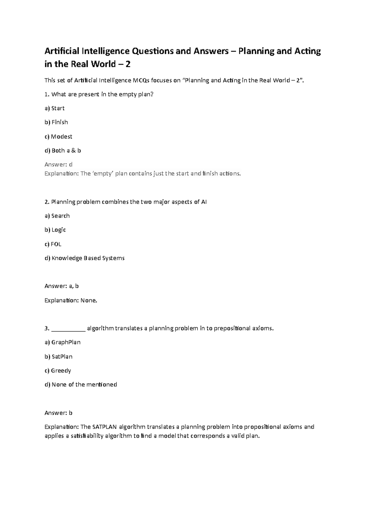 Sample/practice exam 1 January 2015, questions and answers - Questions ...