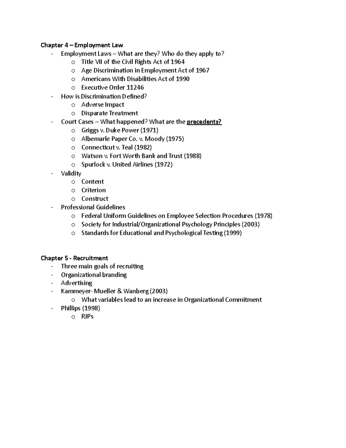 Study Guide - Chapter 4 Employment Law Employment Laws What are they ...
