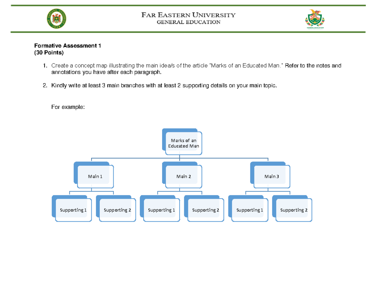 Formative Assessment 1 - ” Refer to the notes and annotations you have ...
