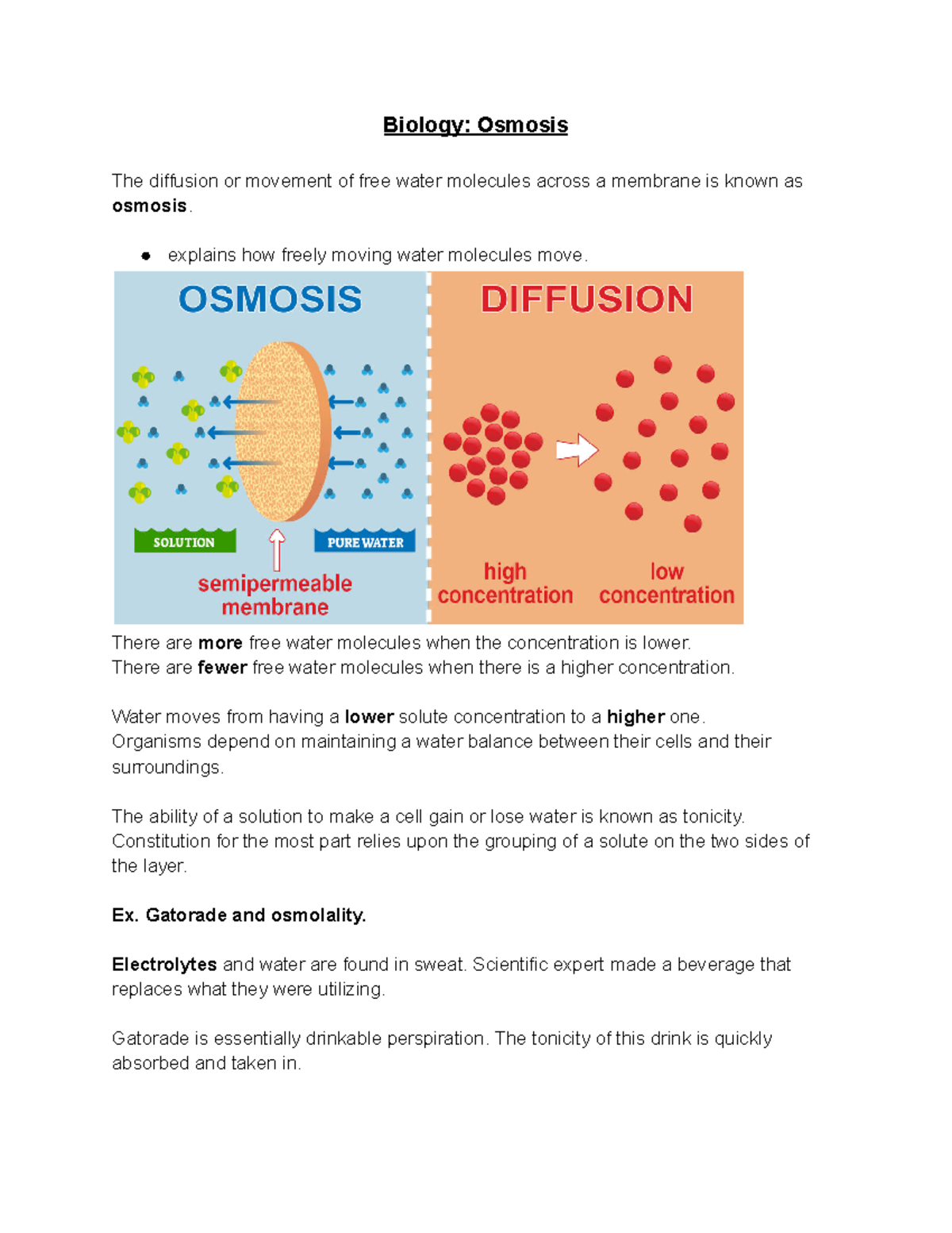 Biology Osmosis - Biology: Osmosis The diffusion or movement of free ...