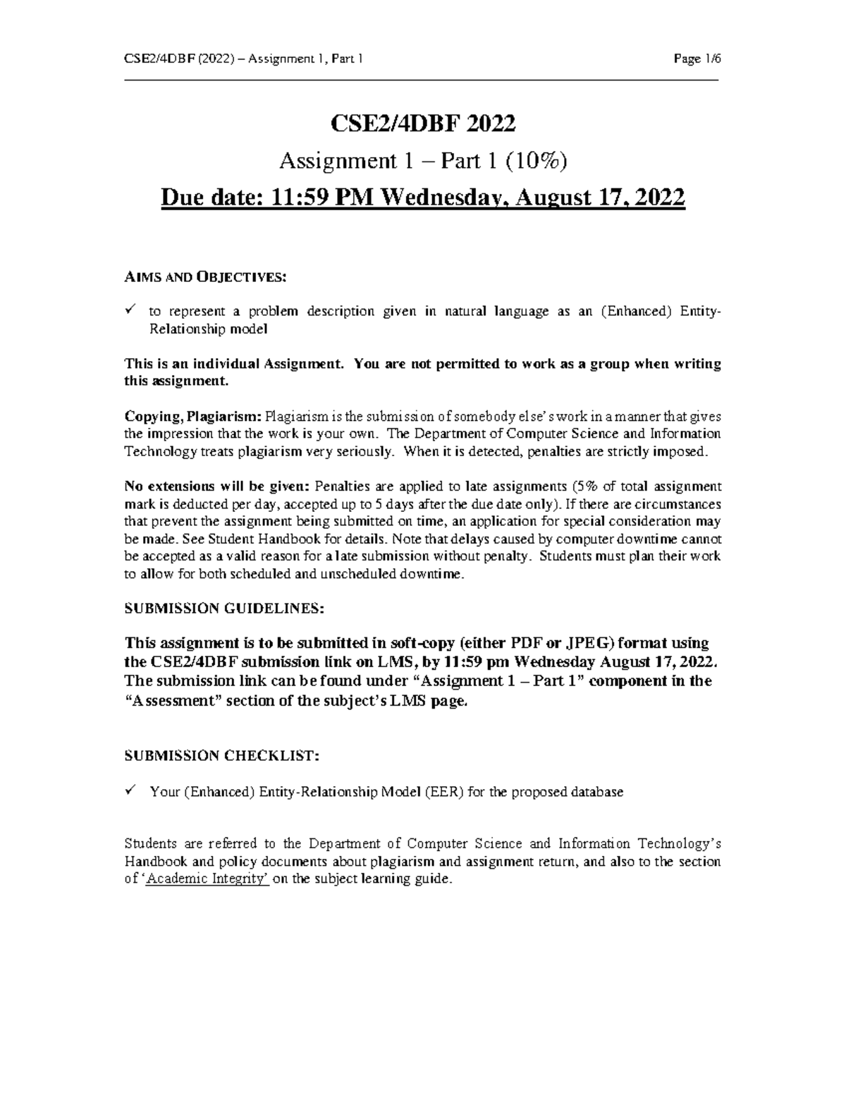 2022-S2-CSE2-4DBF-Assignment 1-Part 1 - CSE2/4DBF 2022 Assignment 1 ...