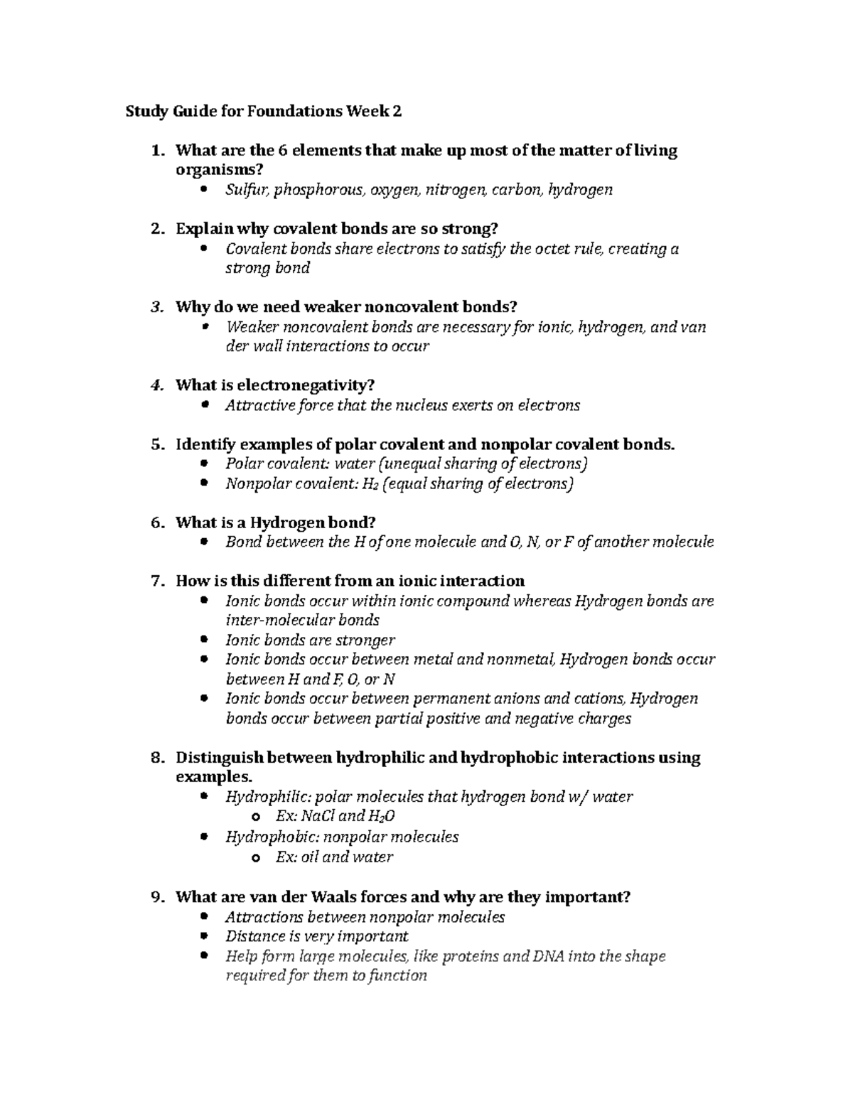 Week 2 Study Guide - Study Guide for Foundations Week 2 1. What are the ...