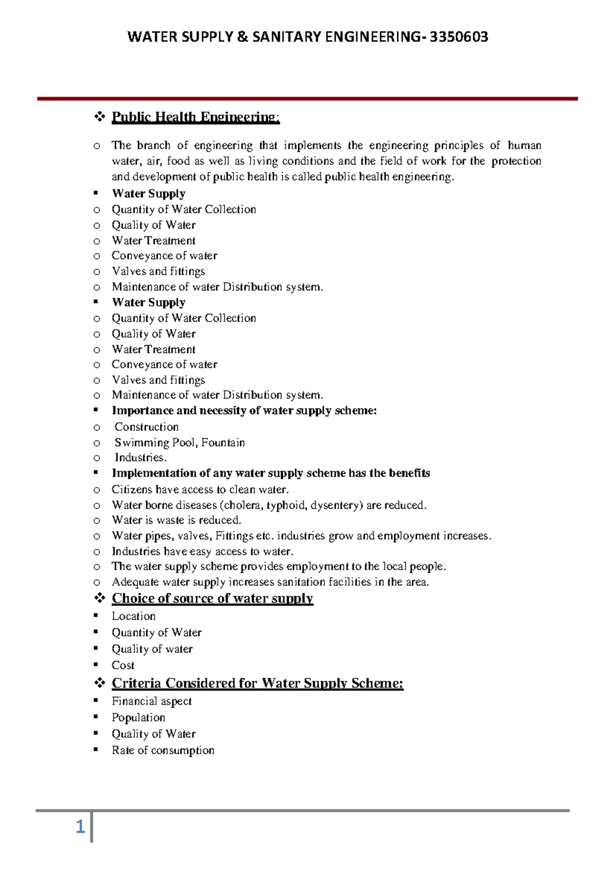 Water Supply & Sanitary Engineering - Part - 2-3350603 - GTU - Studocu