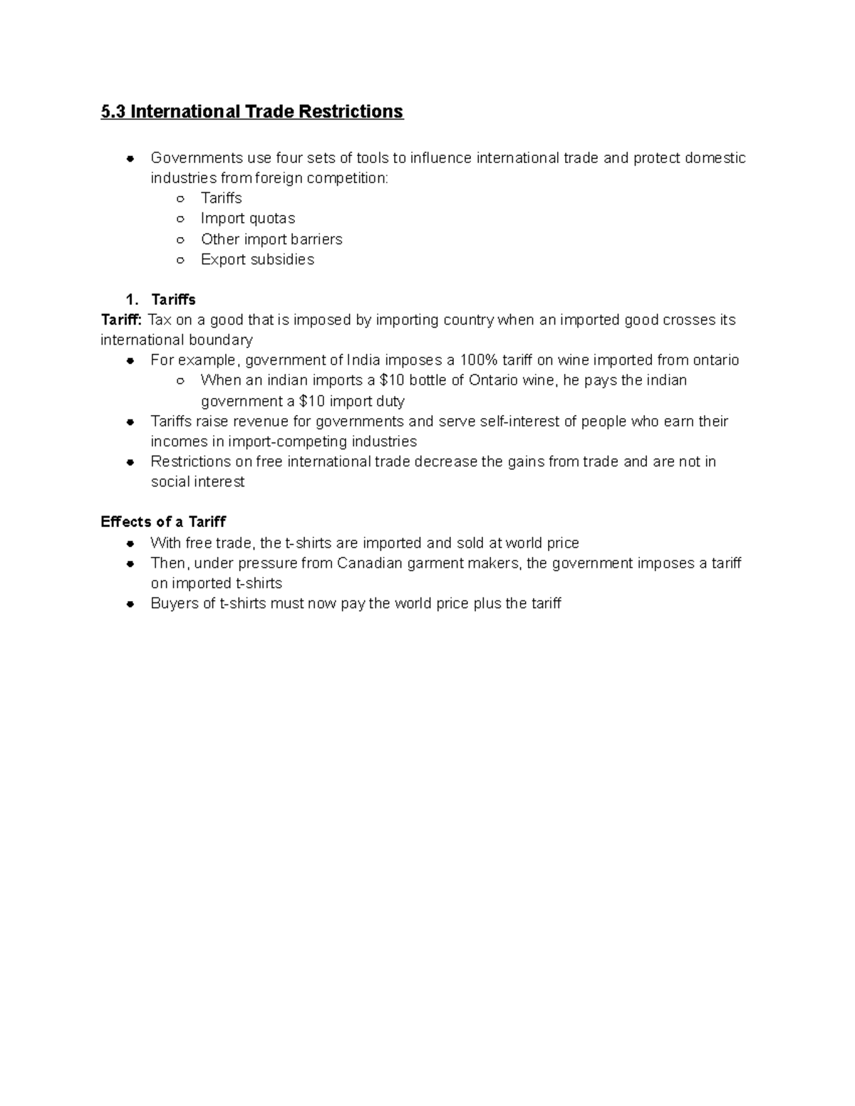 Chapter 7 - lecture notes - 5 International Trade Restrictions ...