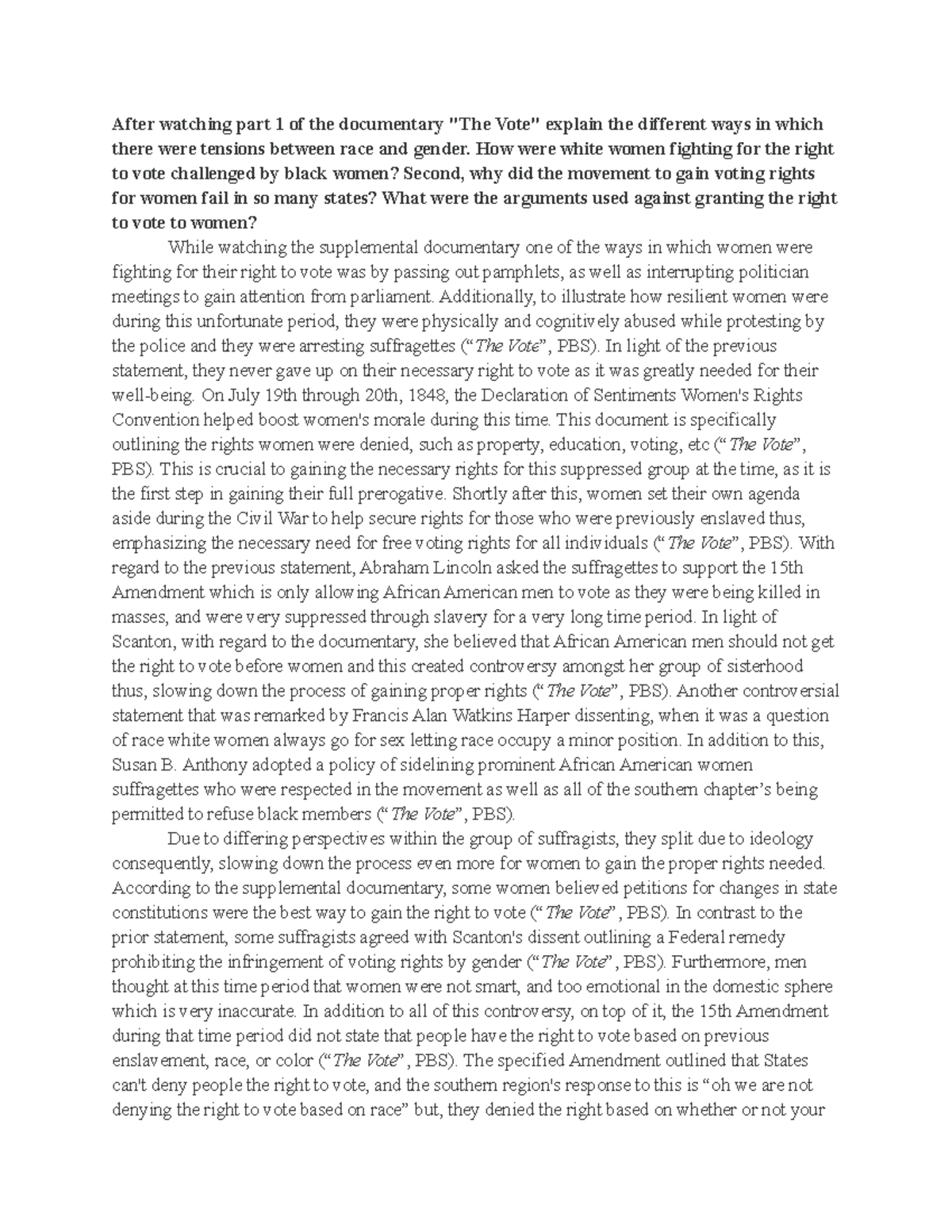 POL 308 Writing Assignment 4 5 - After watching part 1 of the ...