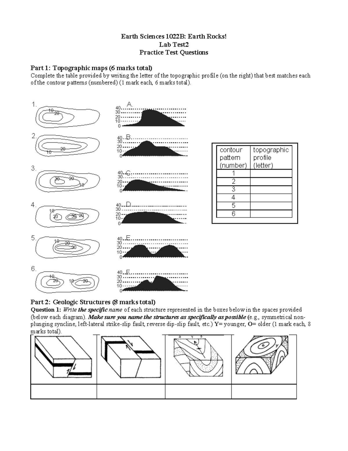 Lab Test 2 Practice - Earth Sciences 1022B: Earth Rocks! Lab Test ...