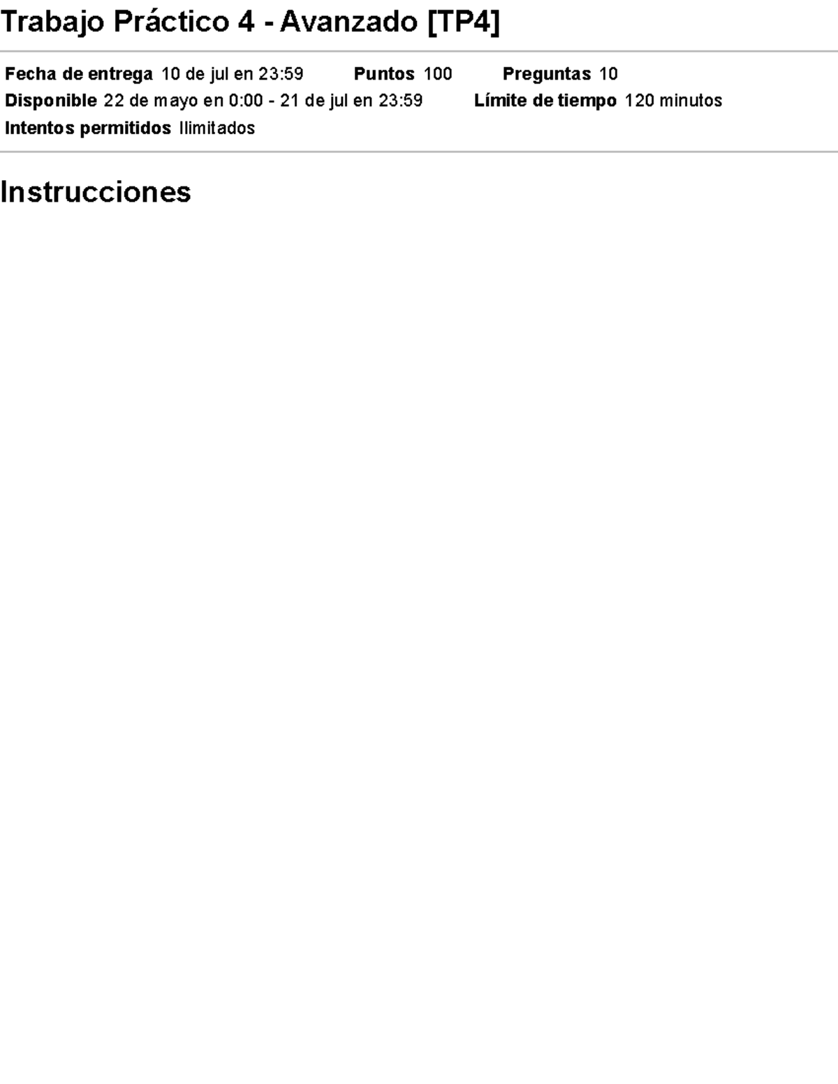 Trabajo Práctico 4 - Avanzado [TP4] Derecho Empresario 22-MAY-2023 22-JUL-2023 - Trabajo ...