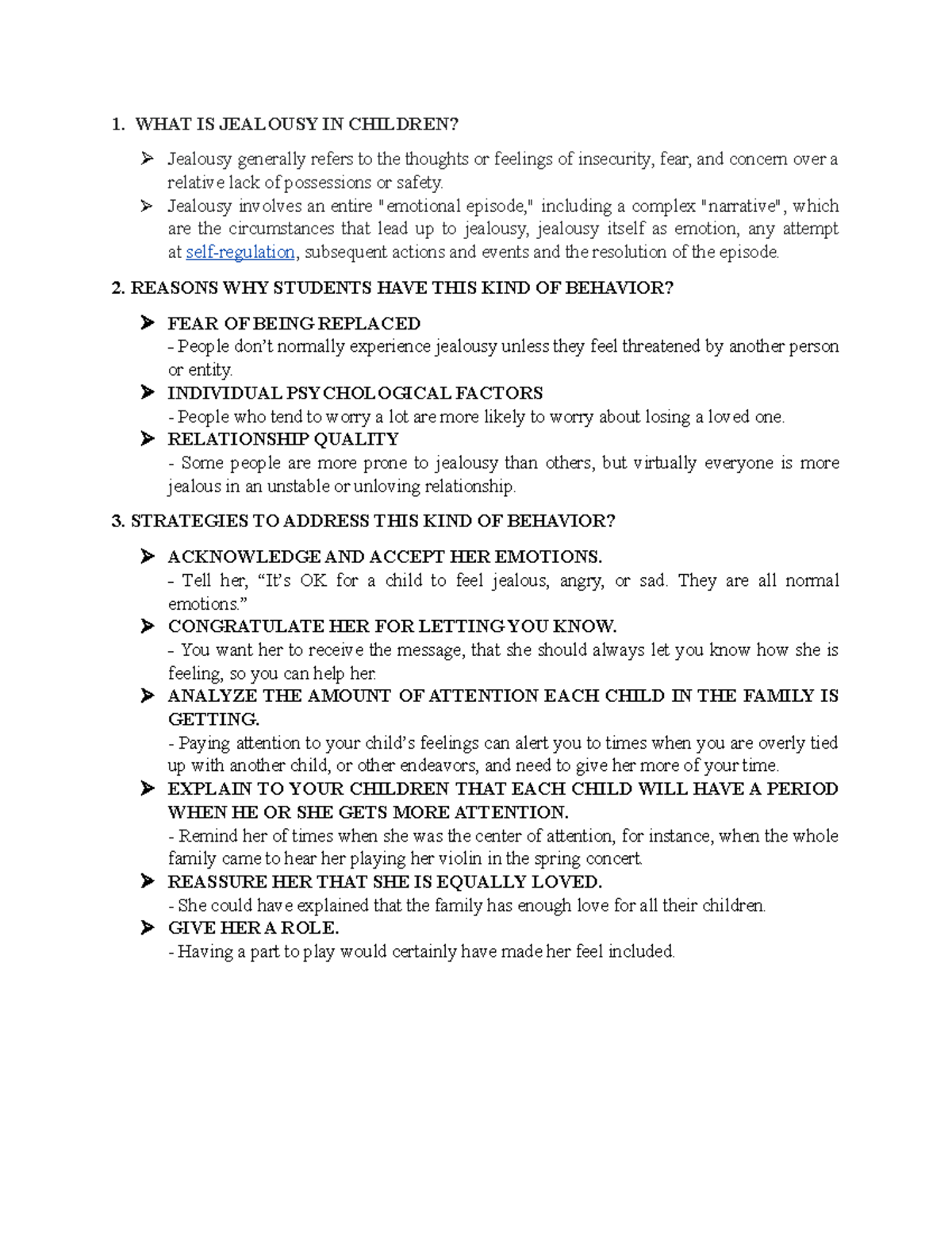 Jealousy - 1. WHAT IS JEALOUSY IN CHILDREN? Jealousy generally refers ...