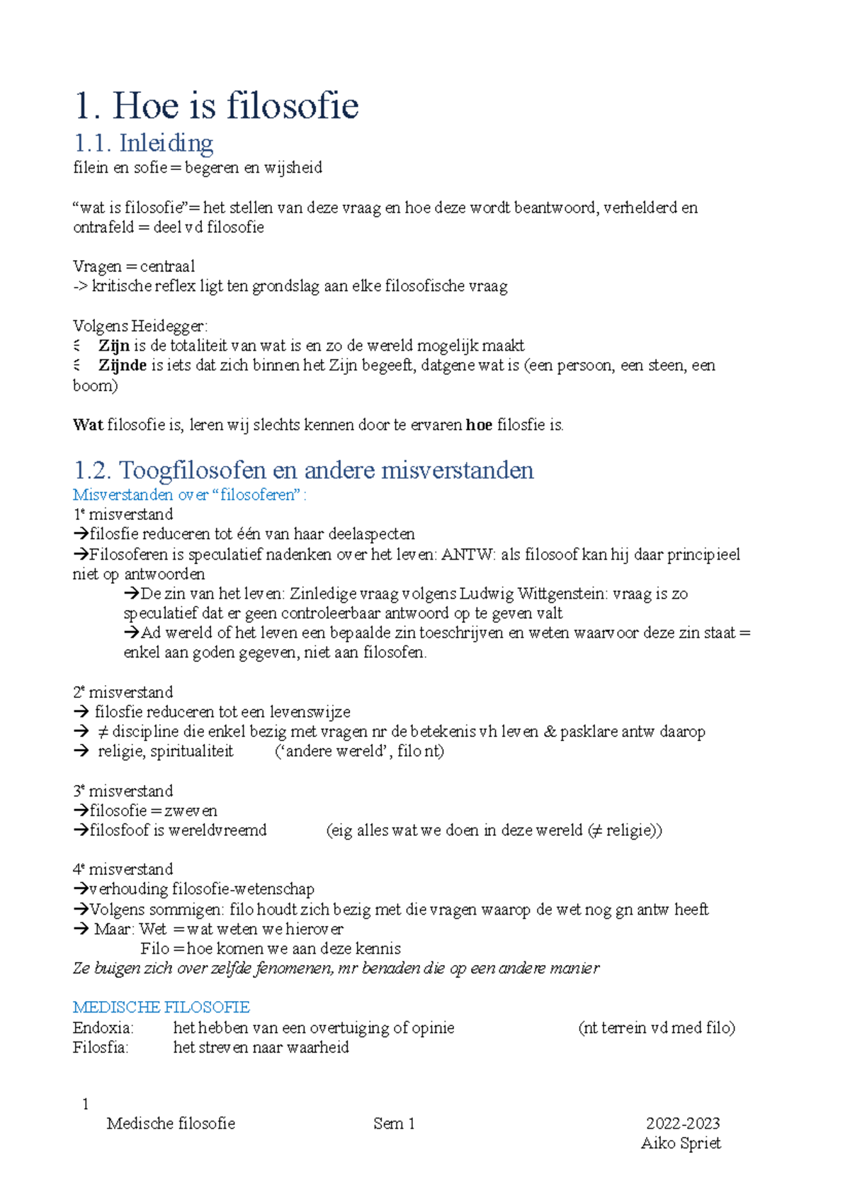 Inleiding tot de medische filosofie - 1. Hoe is filosofie 1. Inleiding filein en sofie = begeren ...
