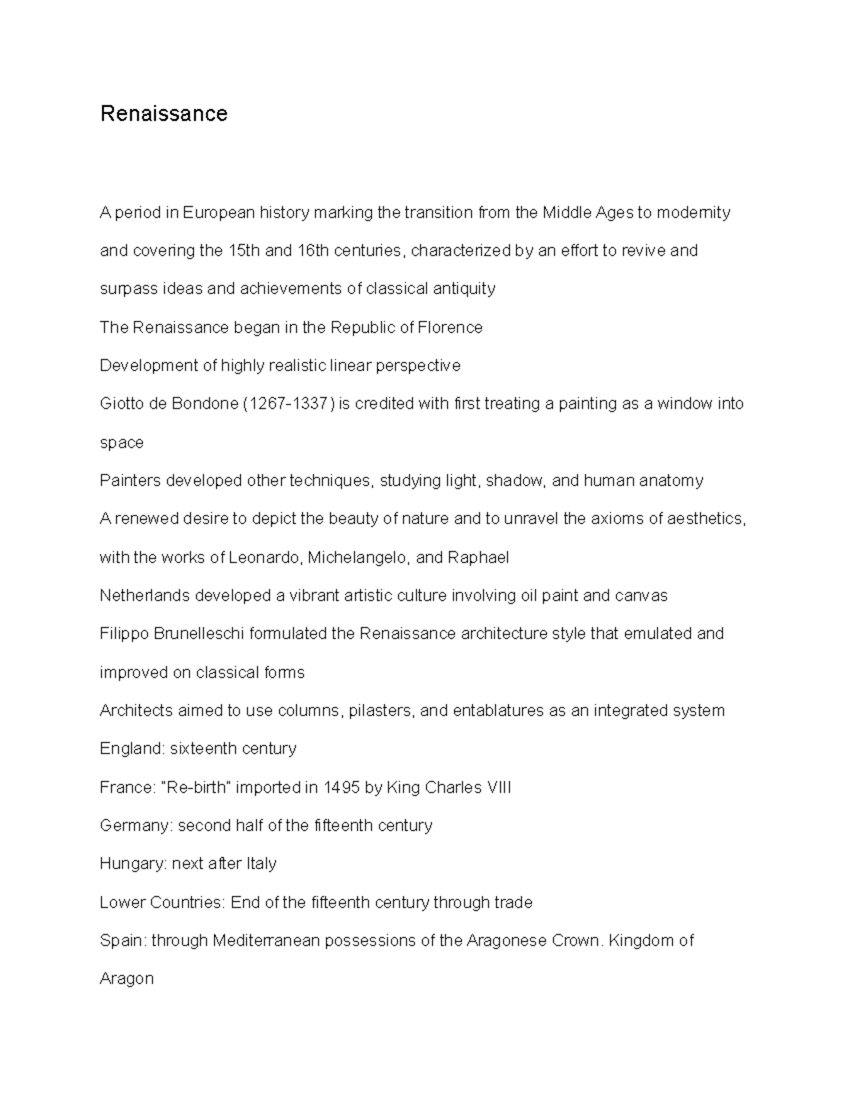 Renaissance and Baroque - Renaissance A period in European history ...