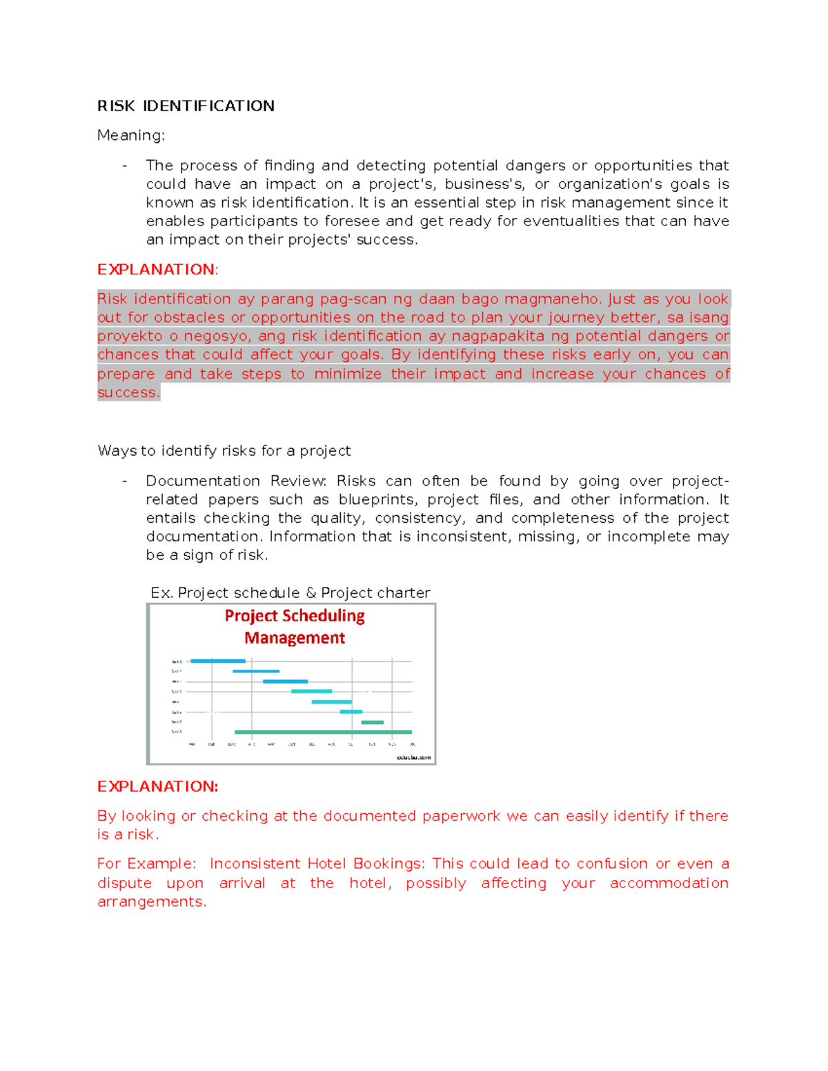 Risk Identification Report - RISK IDENTIFICATION Meaning: - The process ...