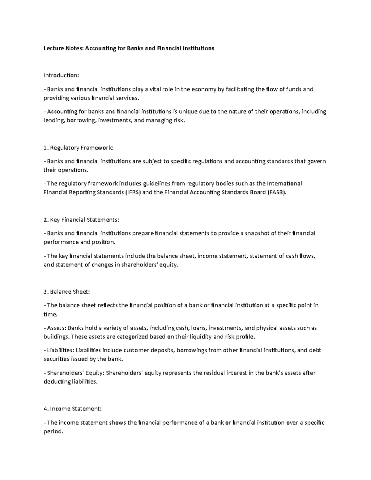 Lecture Notes Accounting For Banks And Financial Institutions Lecture Notes Accounting For