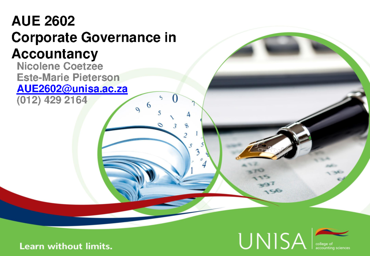 AUE2602 Topics-3-to-8 - AUE 2602 Corporate Governance in Accountancy ...