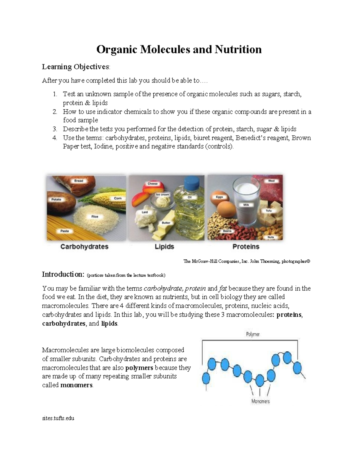5-Organic Molecules - ... 1. Test an unknown sample of the presence of ...
