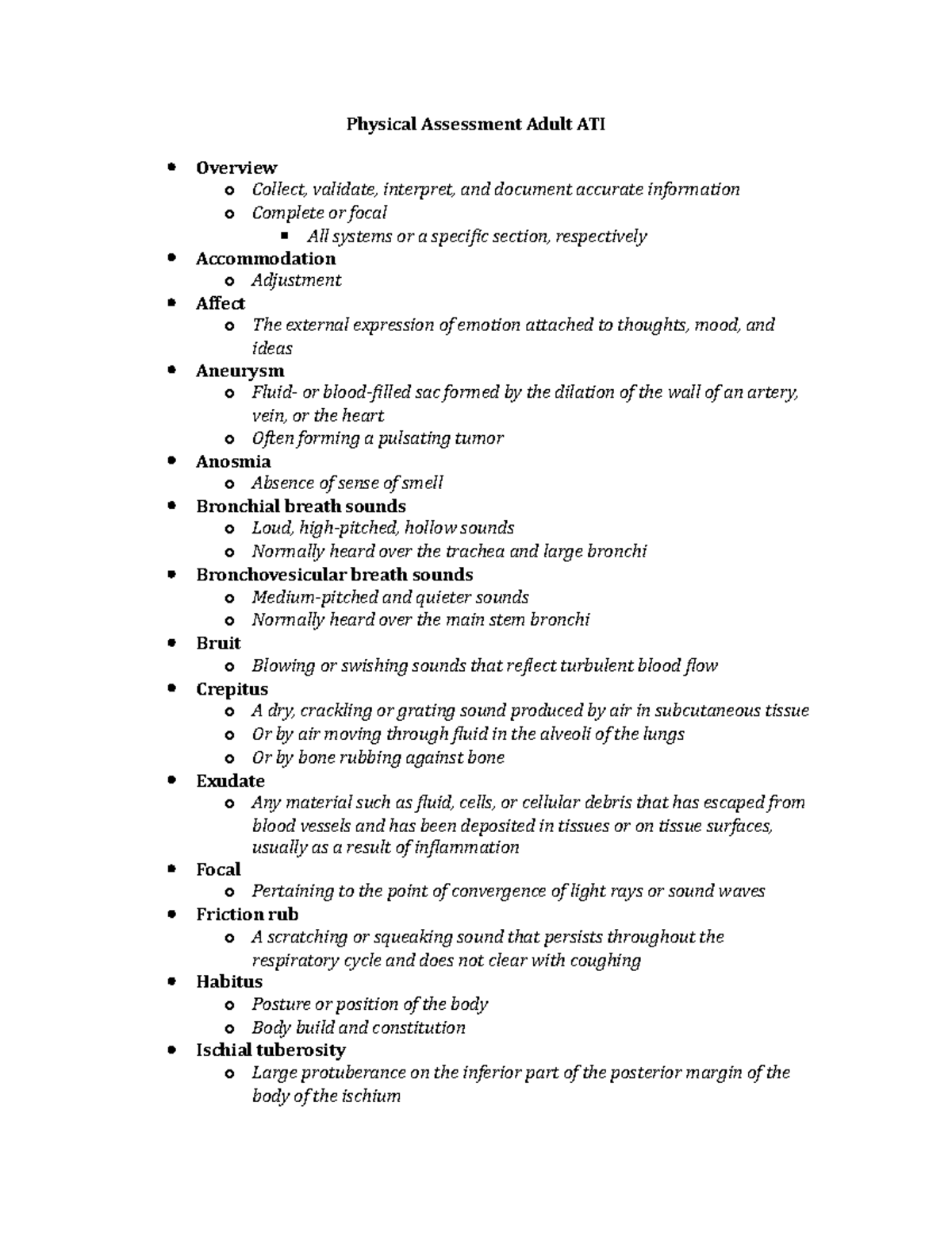 ATI Physical Assessment Adult - Physical Assessment Adult ATI Overview ...
