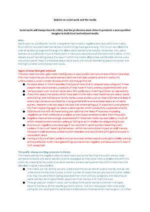 Social work plan - final - Describe the history and development of ...