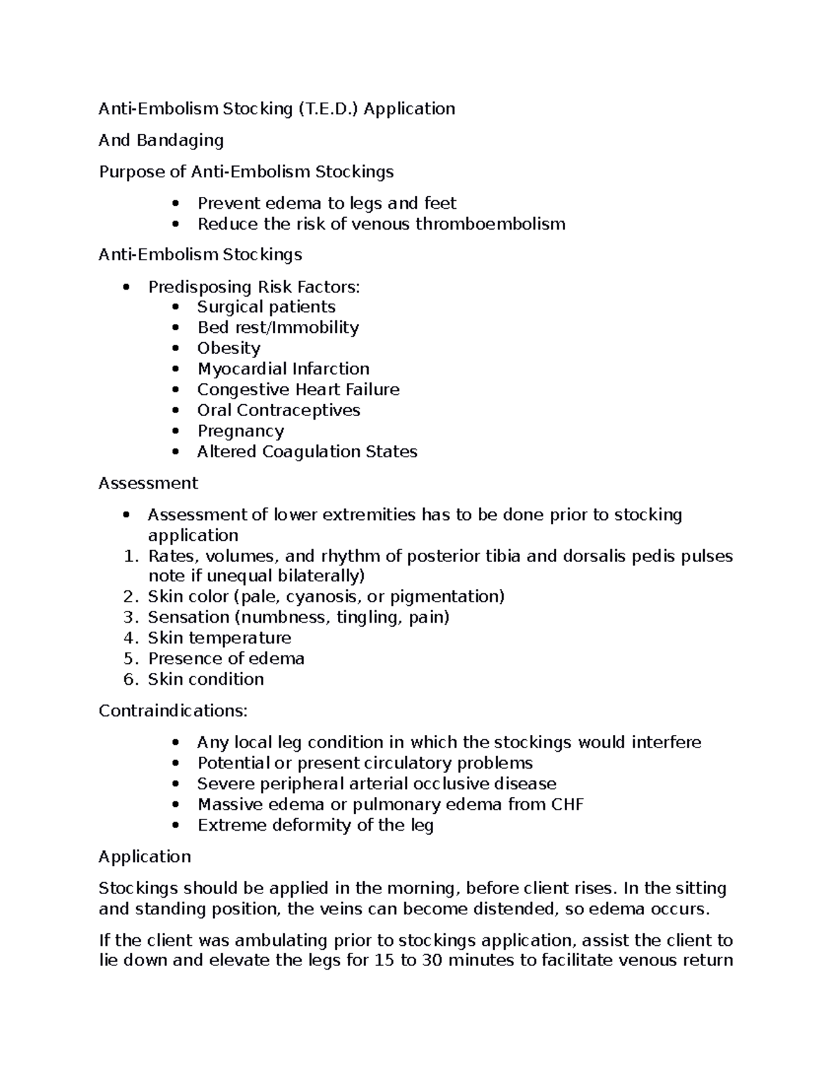 TED Stockings and Bandaging - Anti-Embolism Stocking (T.E.) Application ...