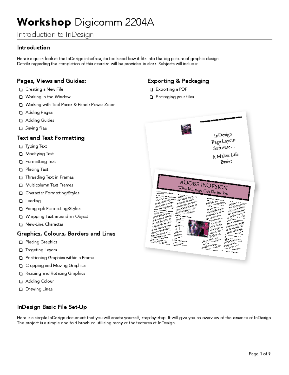 Workshop Intro To Indesign - Introduction to InDesign Introduction Here ...