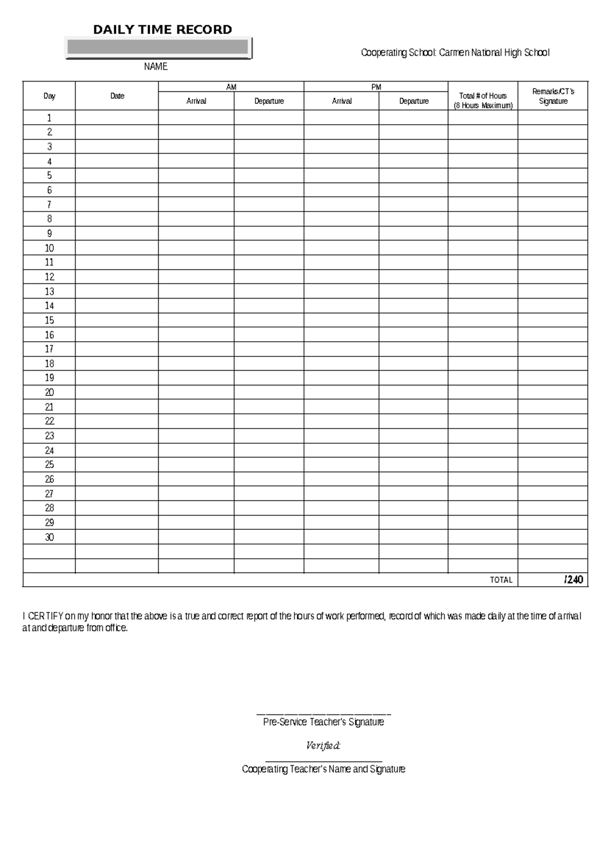Week-1-10 DTR-for-PSTs - DAILY TIME RECORD ...