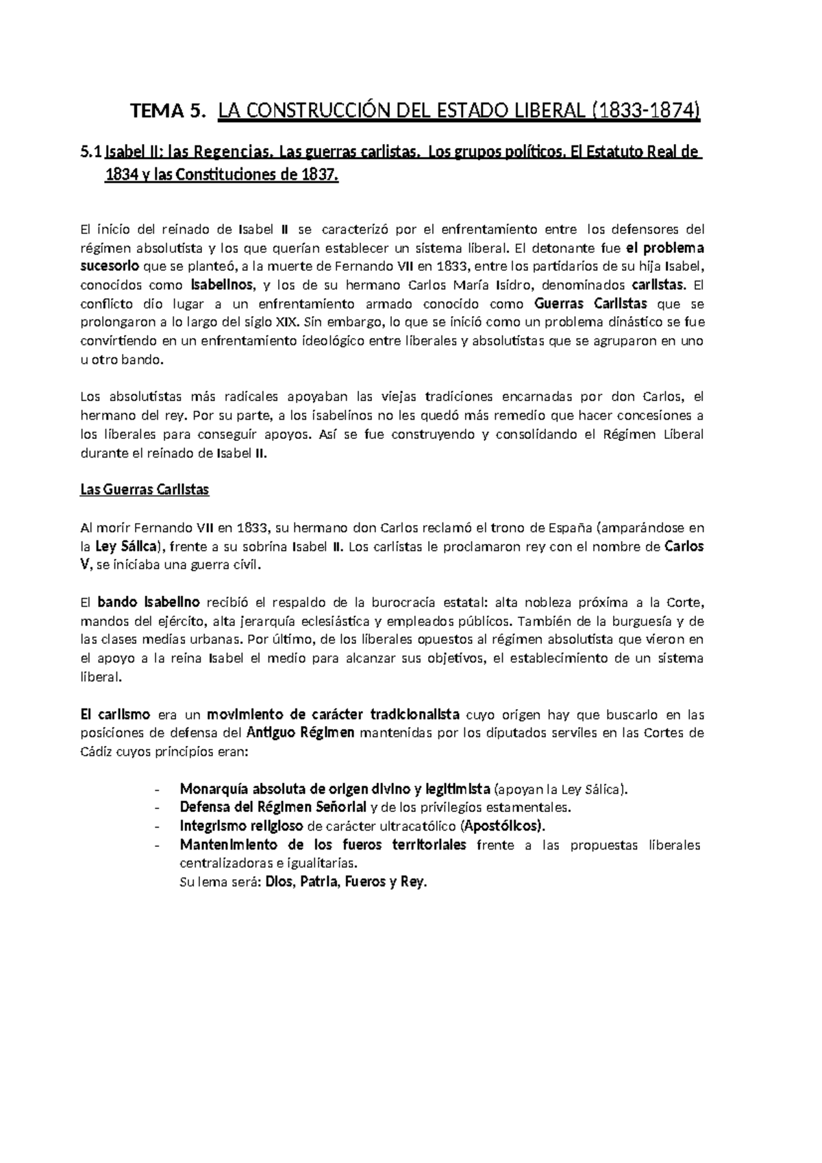 Bloque B. Tema 5. La construcción del Estado liberal - TEMA 5. LA CONSTRUCCIÓN DEL ESTADO ...