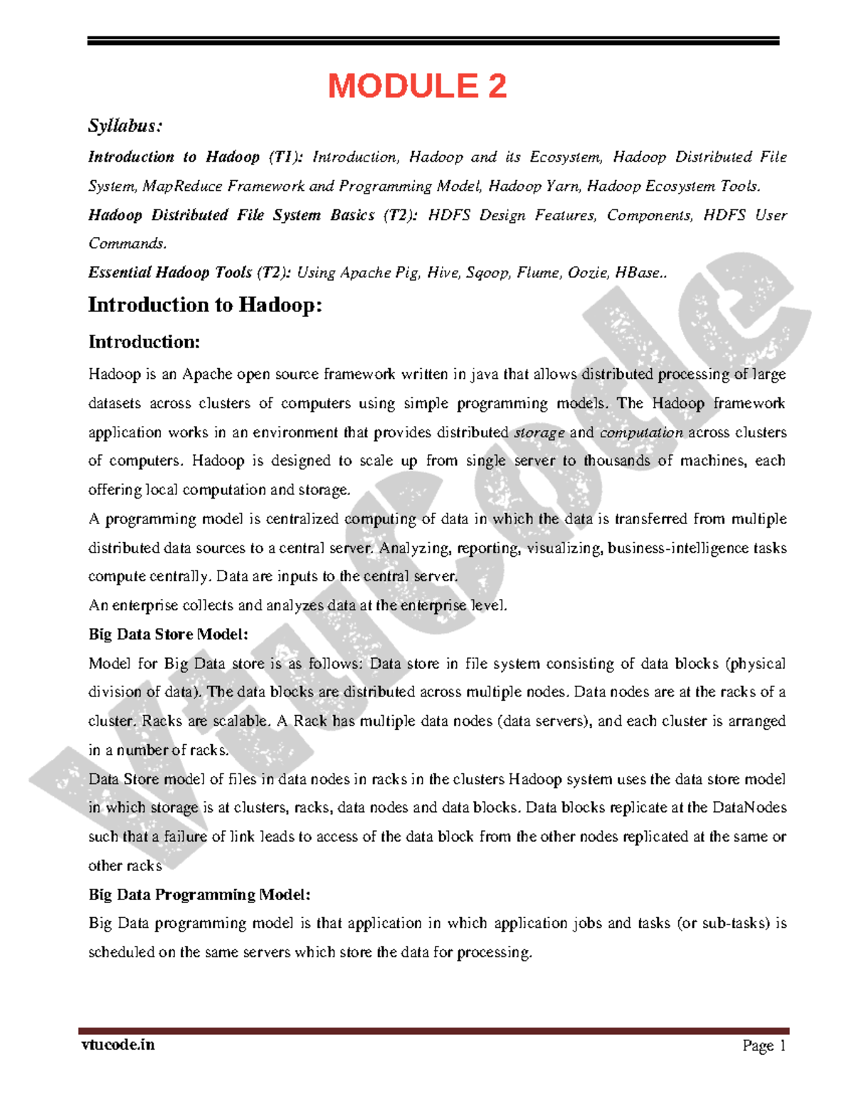 @21CS71 module 2 pdf - vhhhhh - Syllabus: Introduction to Hadoop (T1 ...
