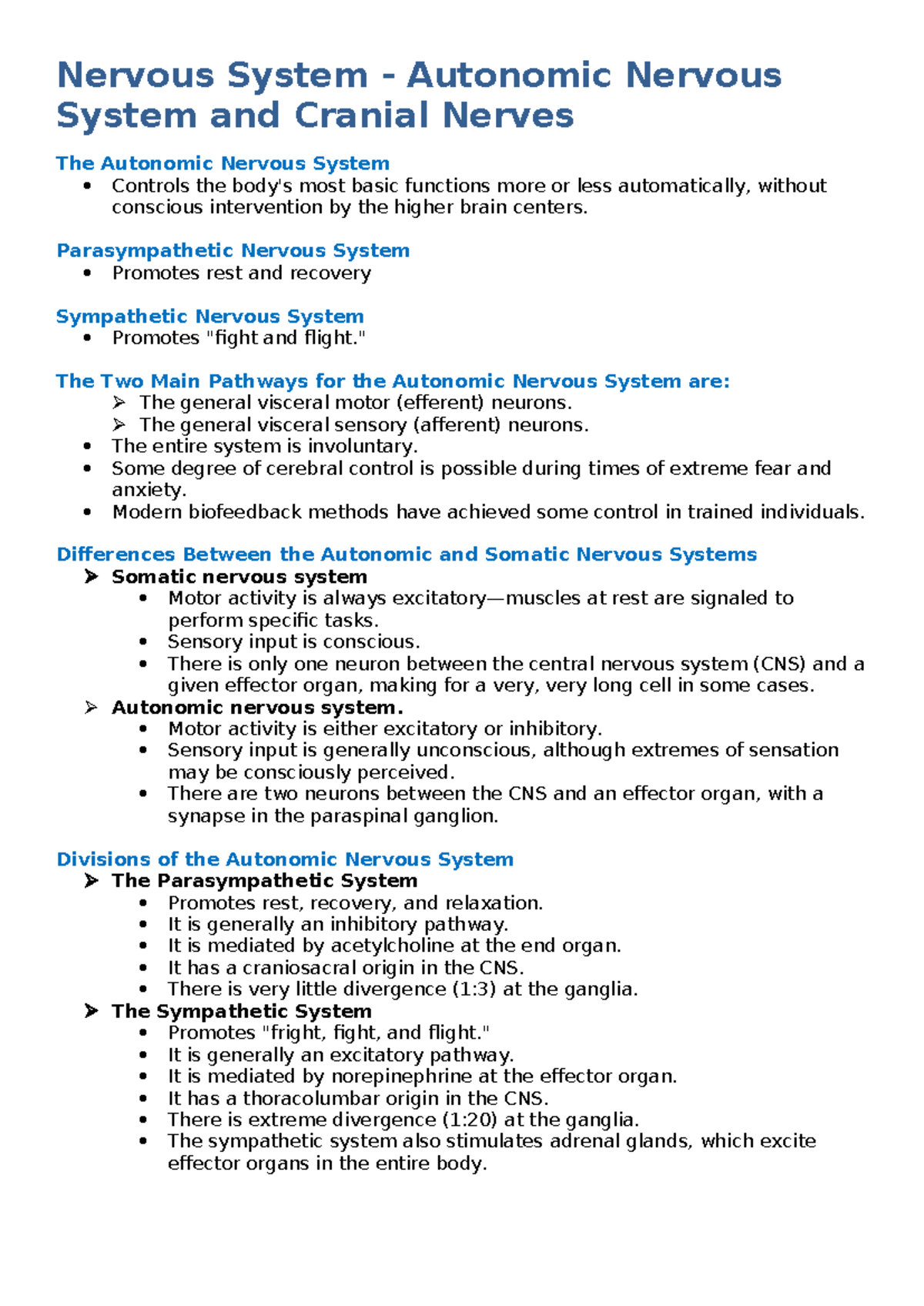 Nervous System - read it - Nervous System - Autonomic Nervous System ...