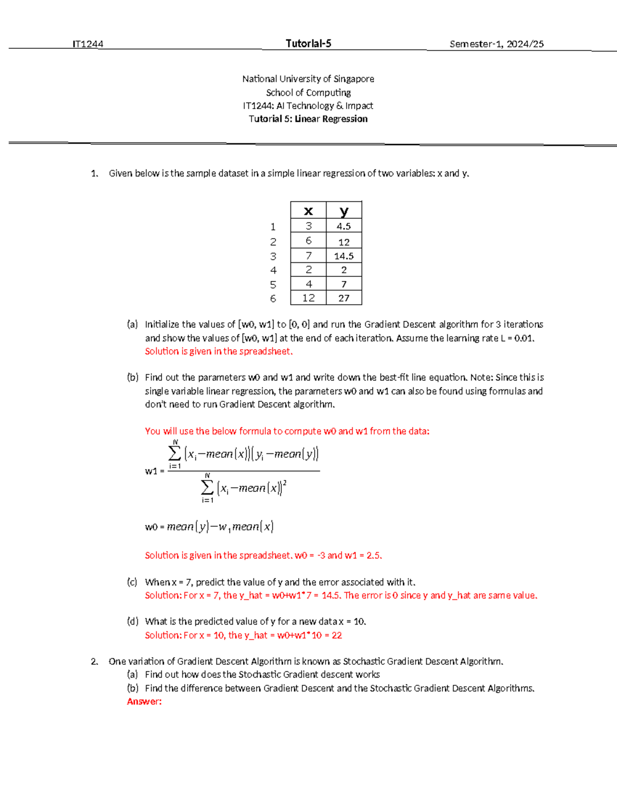 Tutorial-5 (Sol) - tutorai - IT1244 Tutorial-5 Semester-1, 2024 ...