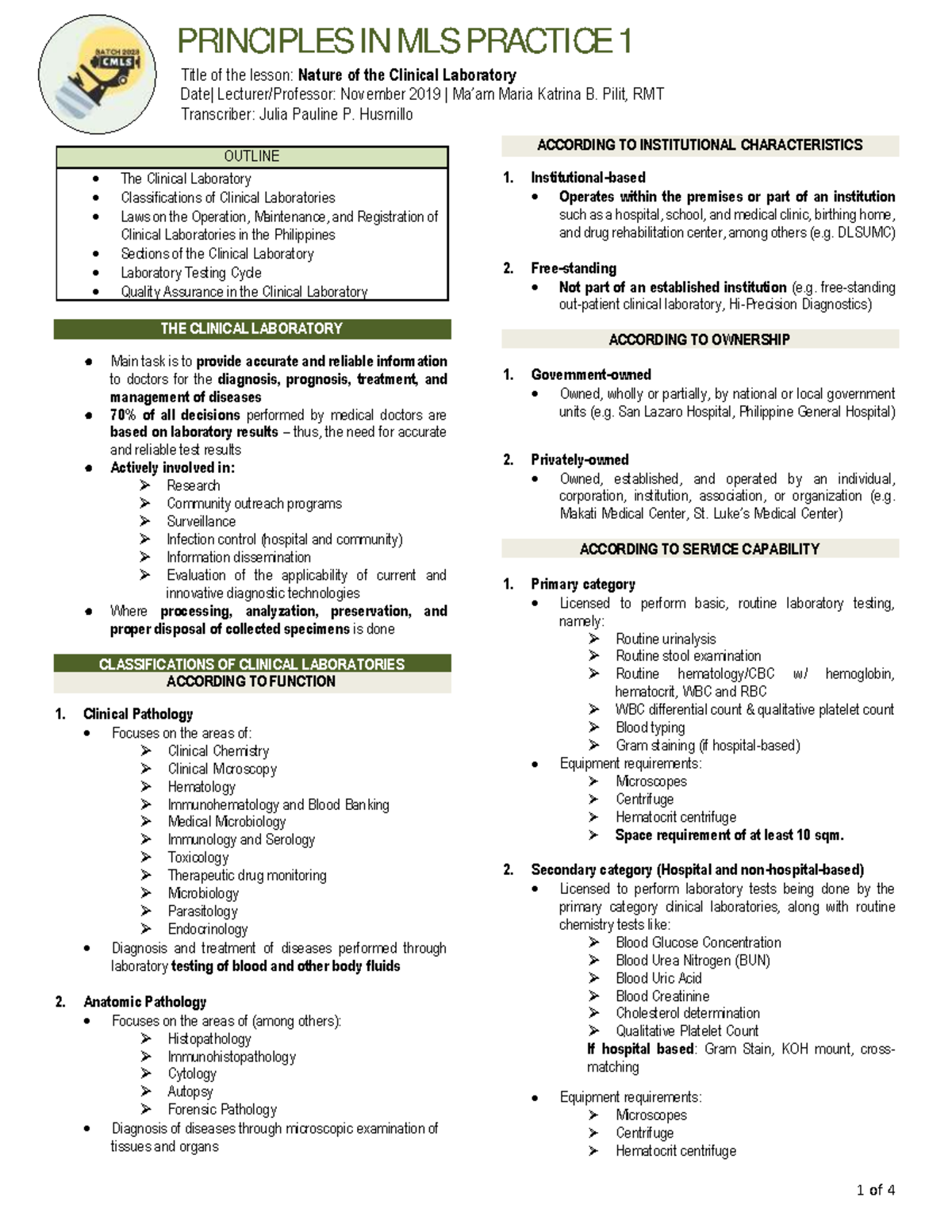 Copy of Copy of L8 Revised Clinical Laboratory Reviewer - PRINCIPLES IN ...
