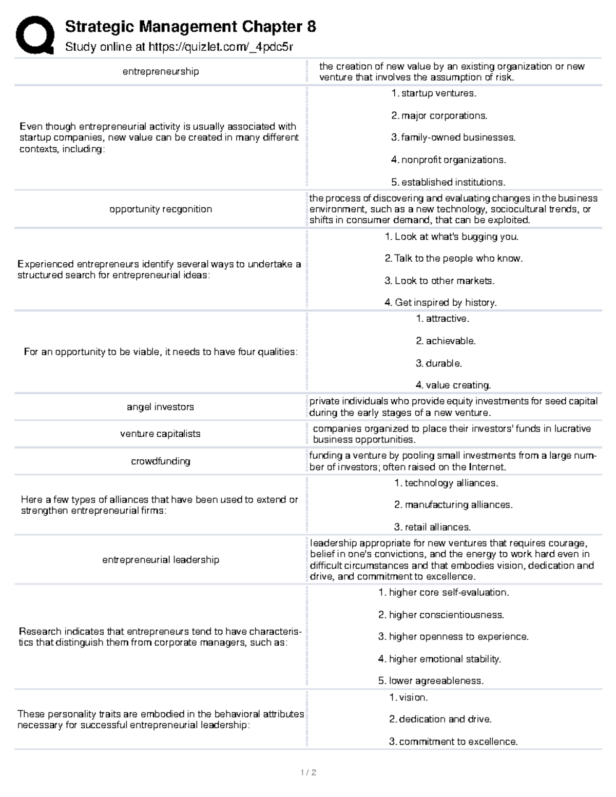 Chap8cheat - dfgvadsf - Strategic Management Chapter 8 Study online at ...