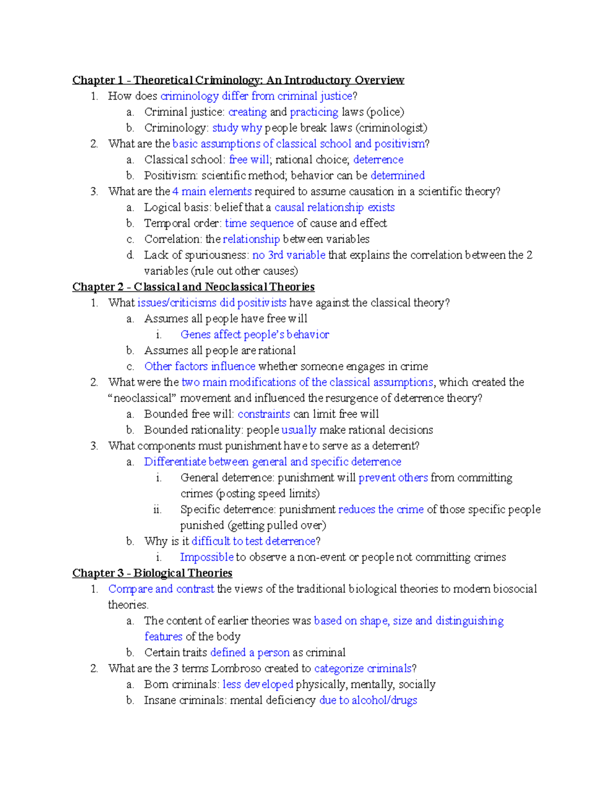 Criminology Exam #1 Review - Chapter 1 - Theoretical Criminology: An ...