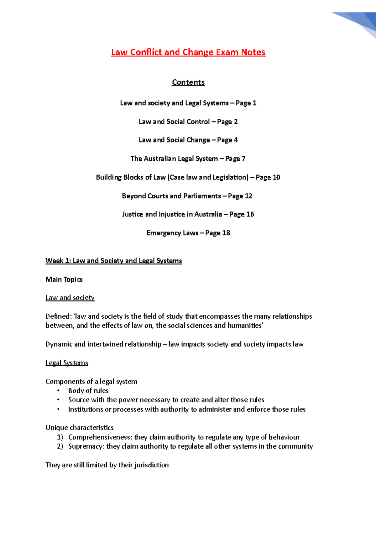 Law conflict and changed refined notes - Law Conflict and Change Exam ...