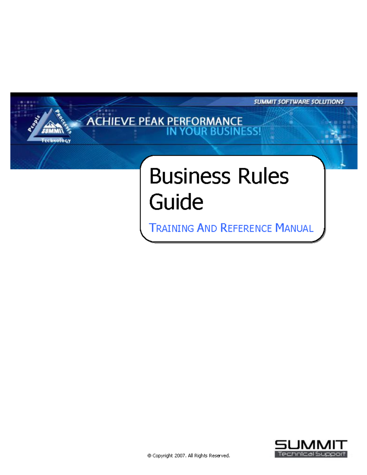 Business Rules - Business Rules Guide TRAINING AND REFERENCE MANUAL ...