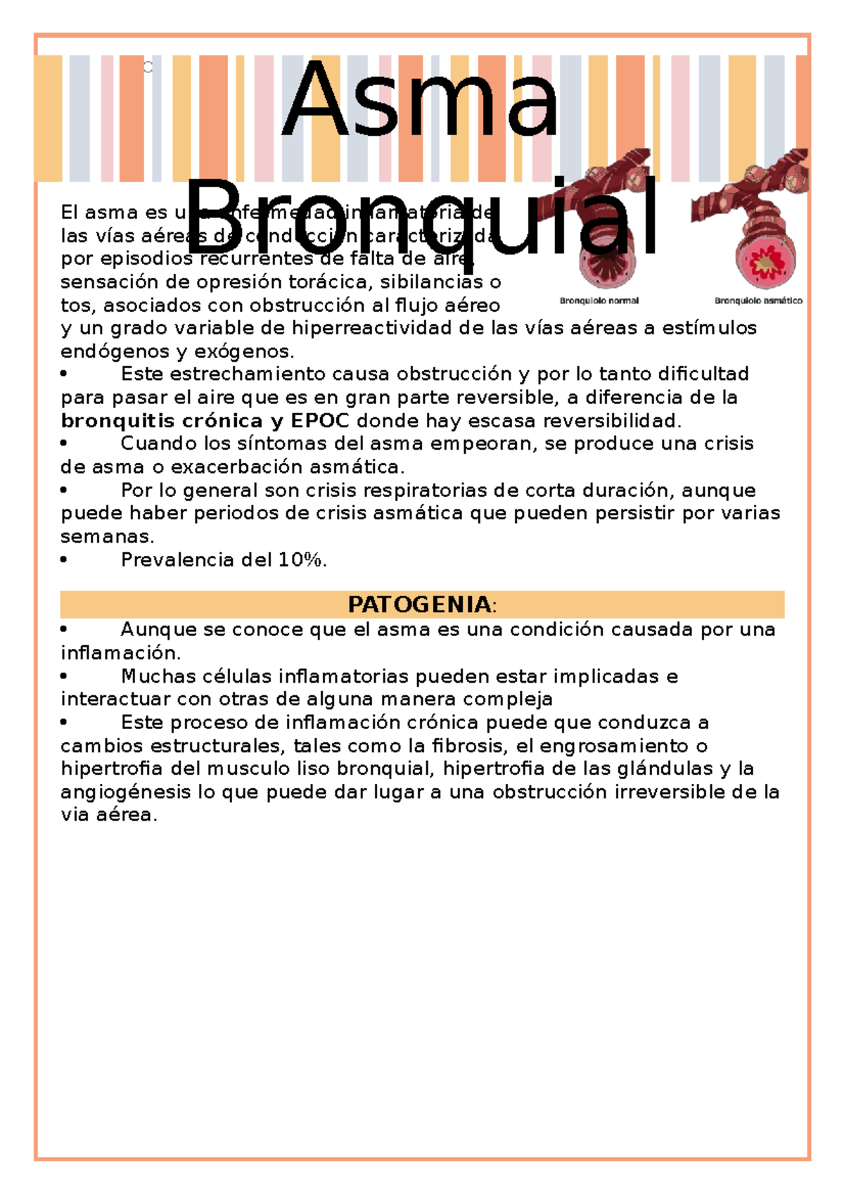 Teórico ASMA semio - ASMA - El asma es una enfermedad inflamatoria de ...