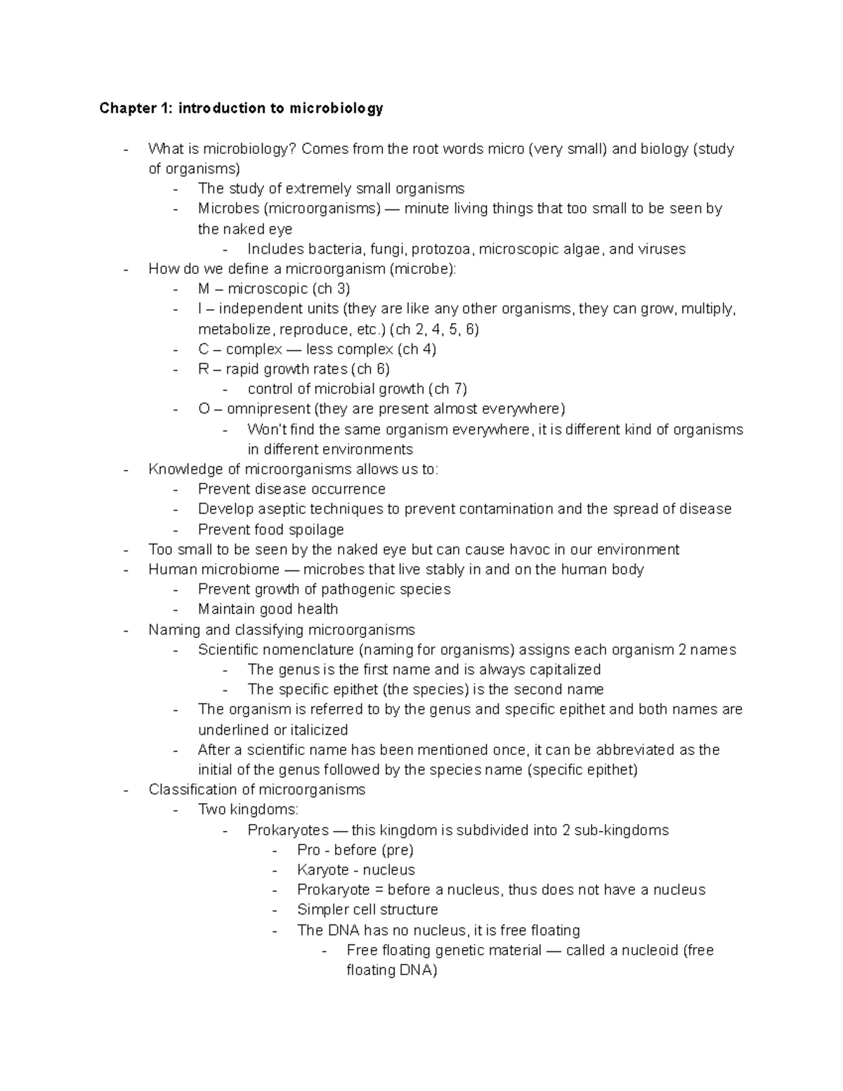 Mricrobiology midterm 1 review - Chapter 1: introduction to ...