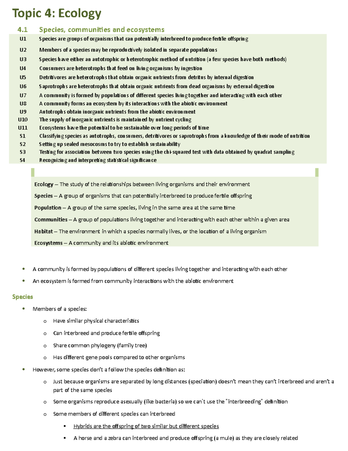 4. ecology - Here are a few notes i found. Hopefully you will find them ...