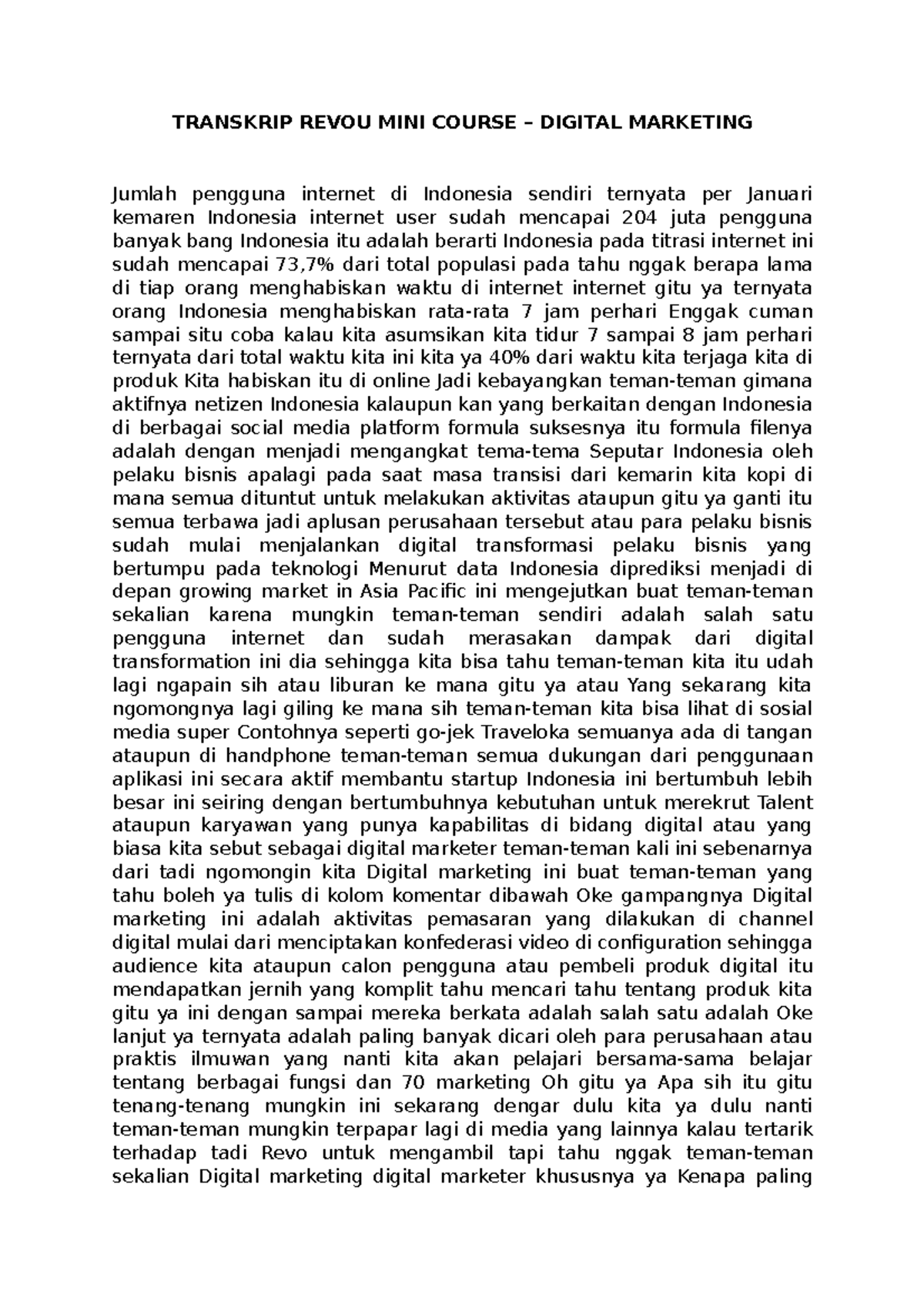 Transkrip Revou MINI Course_Digital Marketing_Revisi - TRANSKRIP REVOU ...