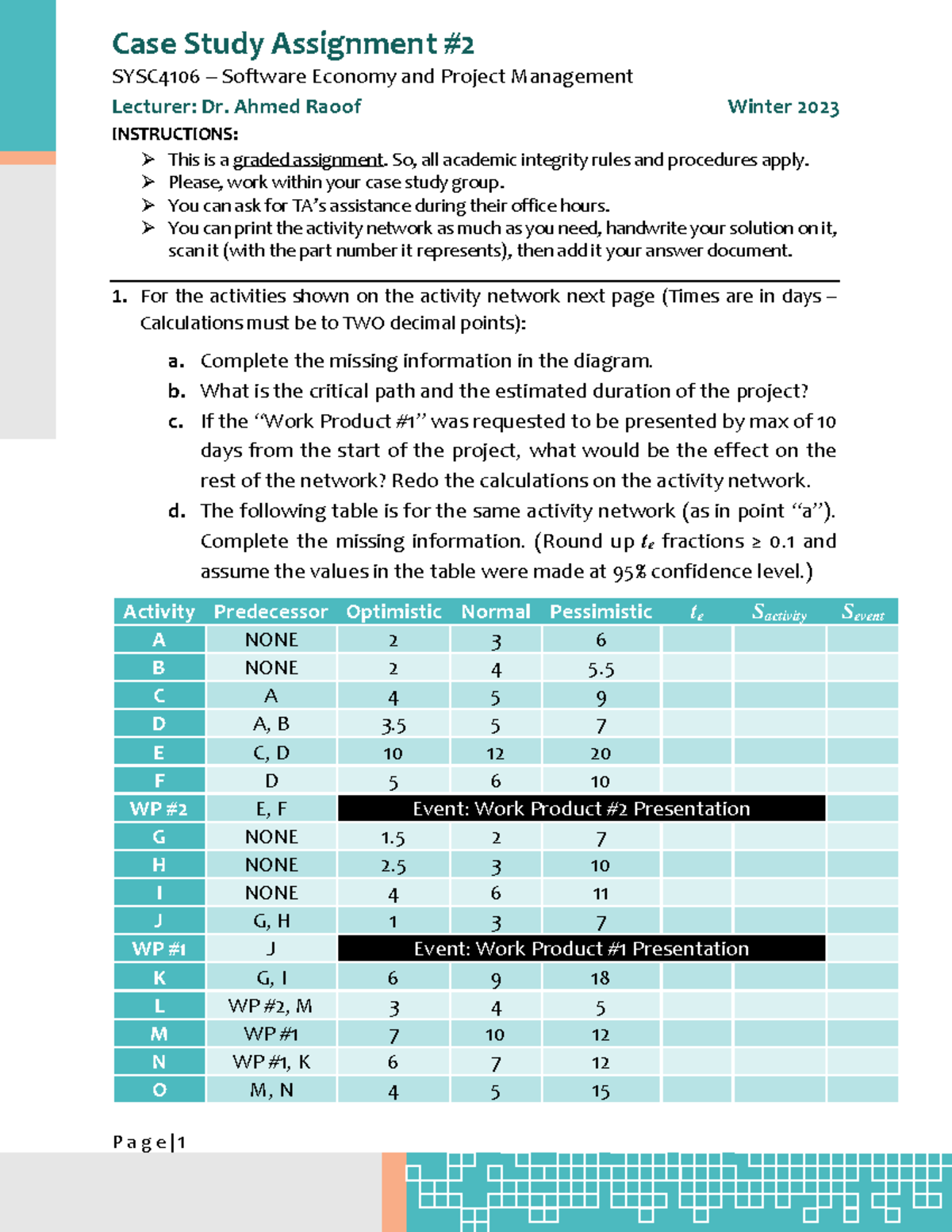 Case Study #2 - dfd sfad safd sadsa fdsafdsa fdsaf eda - SYSC4106 ...