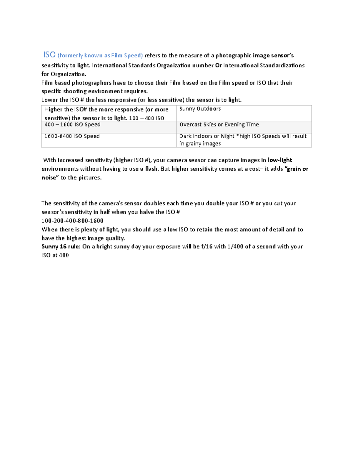 ARS 250 ISO - ARS 250 ISO - ISO (formerly known as Film Speed) refers ...