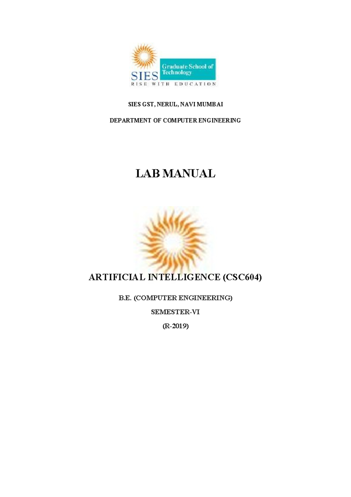 Lab Manual AI - SIES GST, NERUL, NAVI MUMBAI DEPARTMENT OF COMPUTER ...
